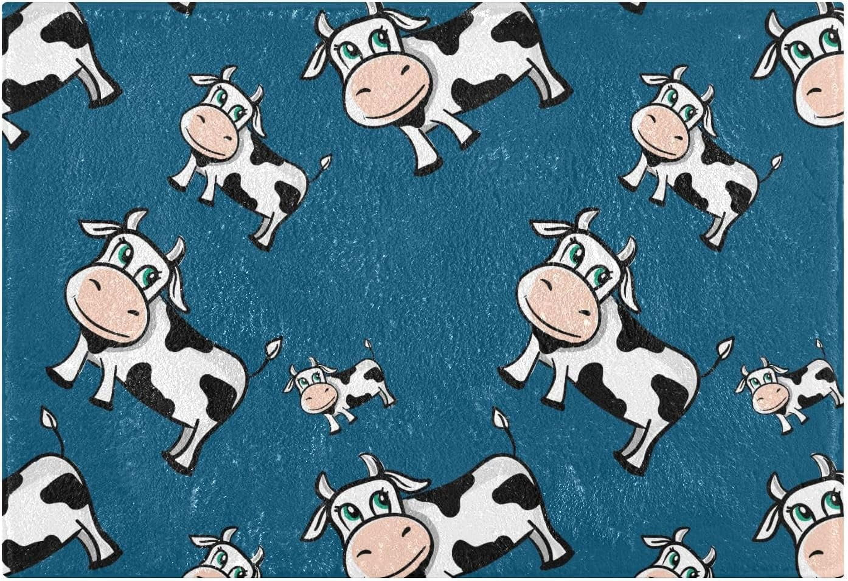 GZHJMY Cute Cow Print Animal Navy Blue Bath Mat for Bathroom Rugs ...