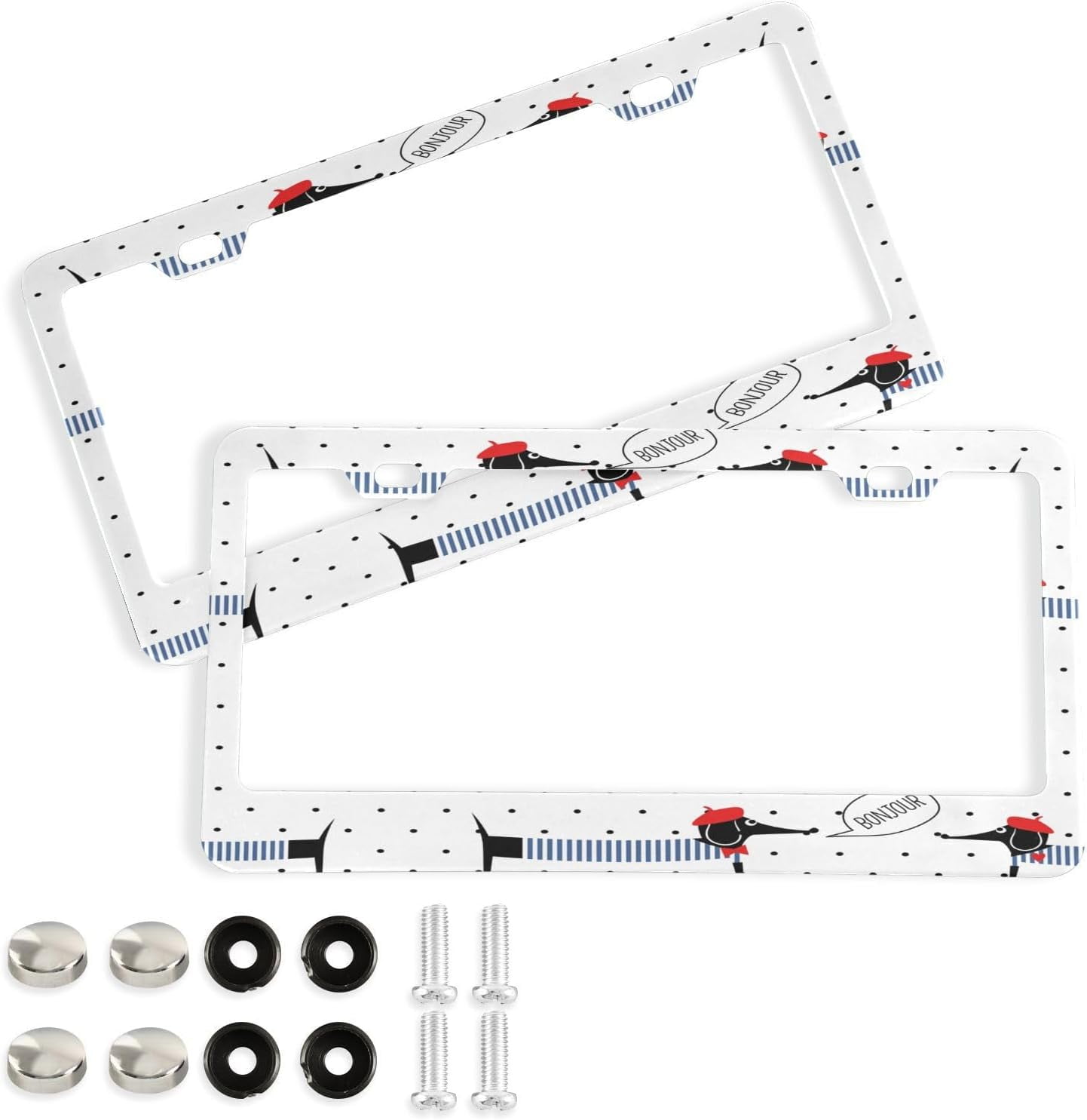 GZHJMY Cute Dachshund Dogs License Plate Frames Set of 2, Universal ...