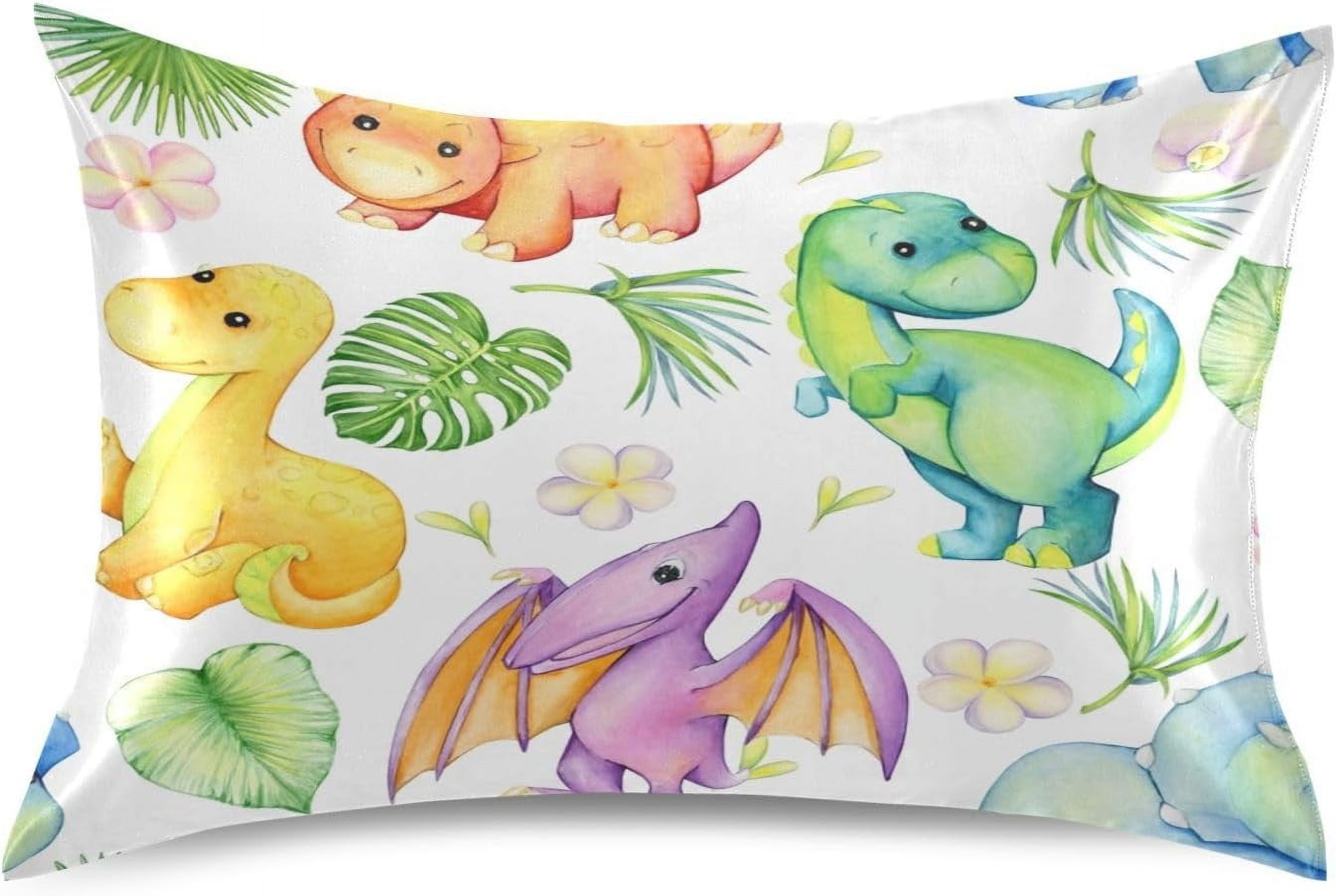 GZHJMY Cute Dinosaur Satin Pillowcase for Hair and Skin, Soft and Cozy ...