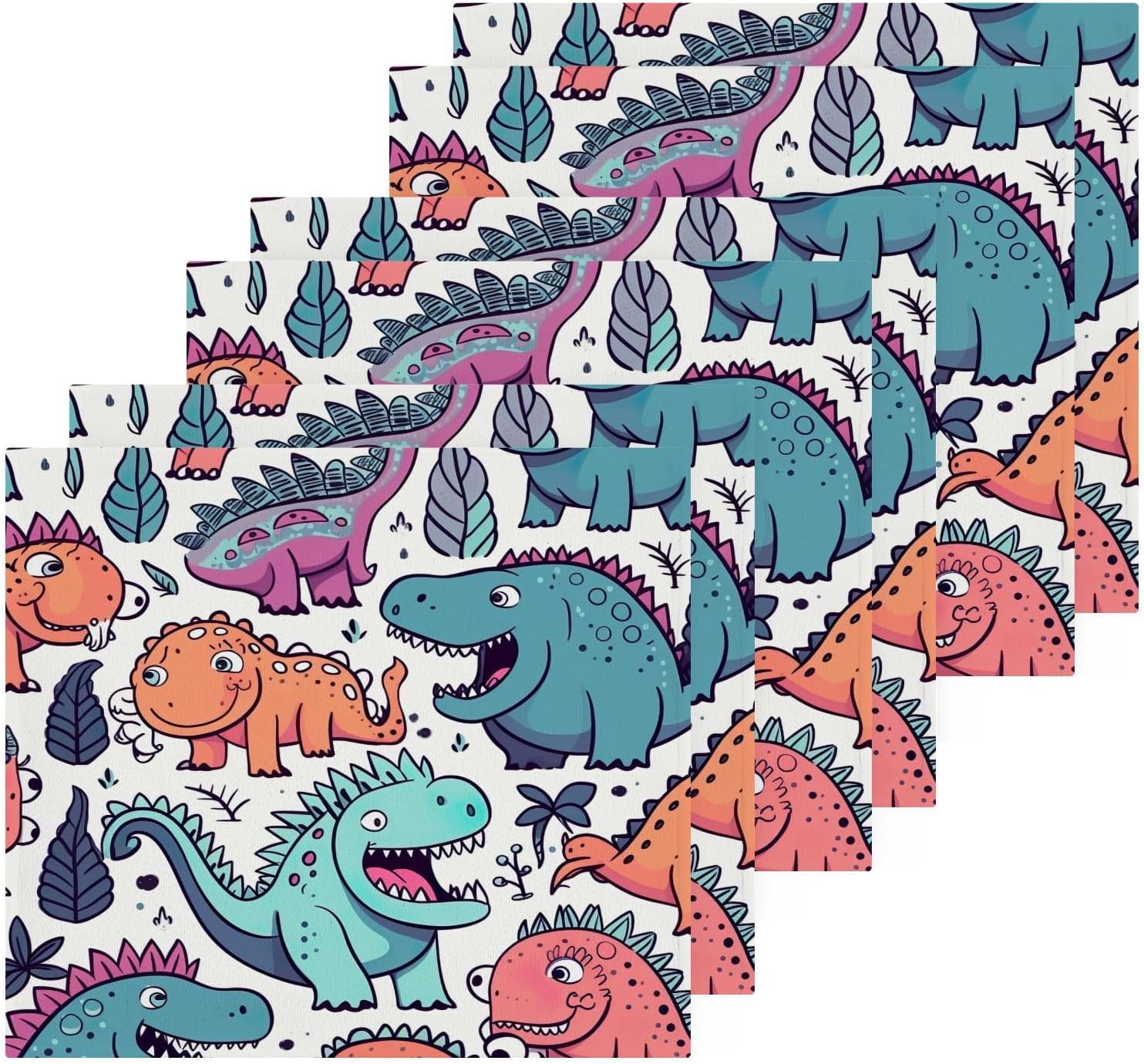 GZHJMY Cute Dinosaurs Cotton Washcloths Set of 6, 12"x12" Super Soft ...