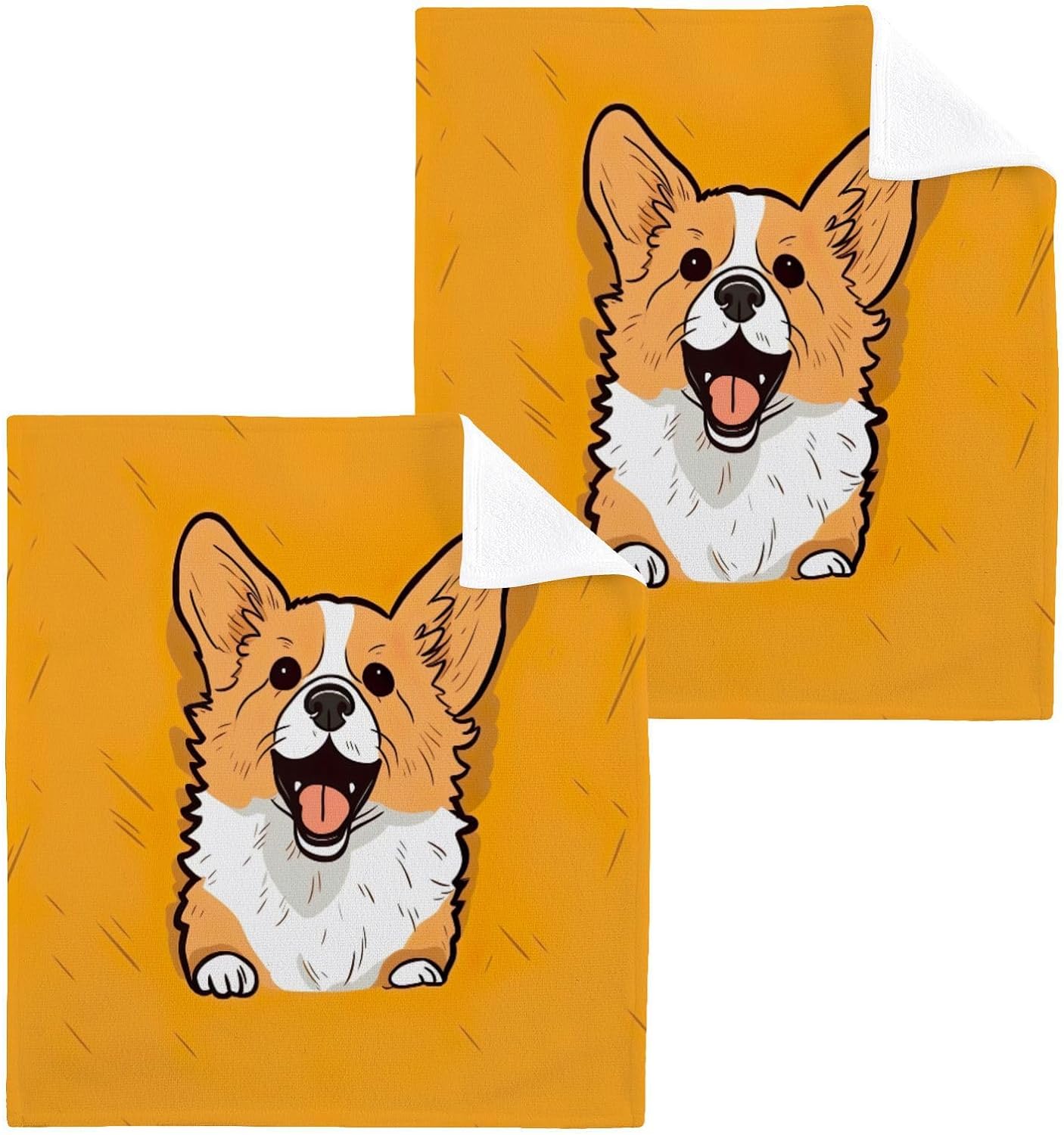 GZHJMY Cute Dog Cotton Washcloths Set of 2, 12"x12" Super Soft ...