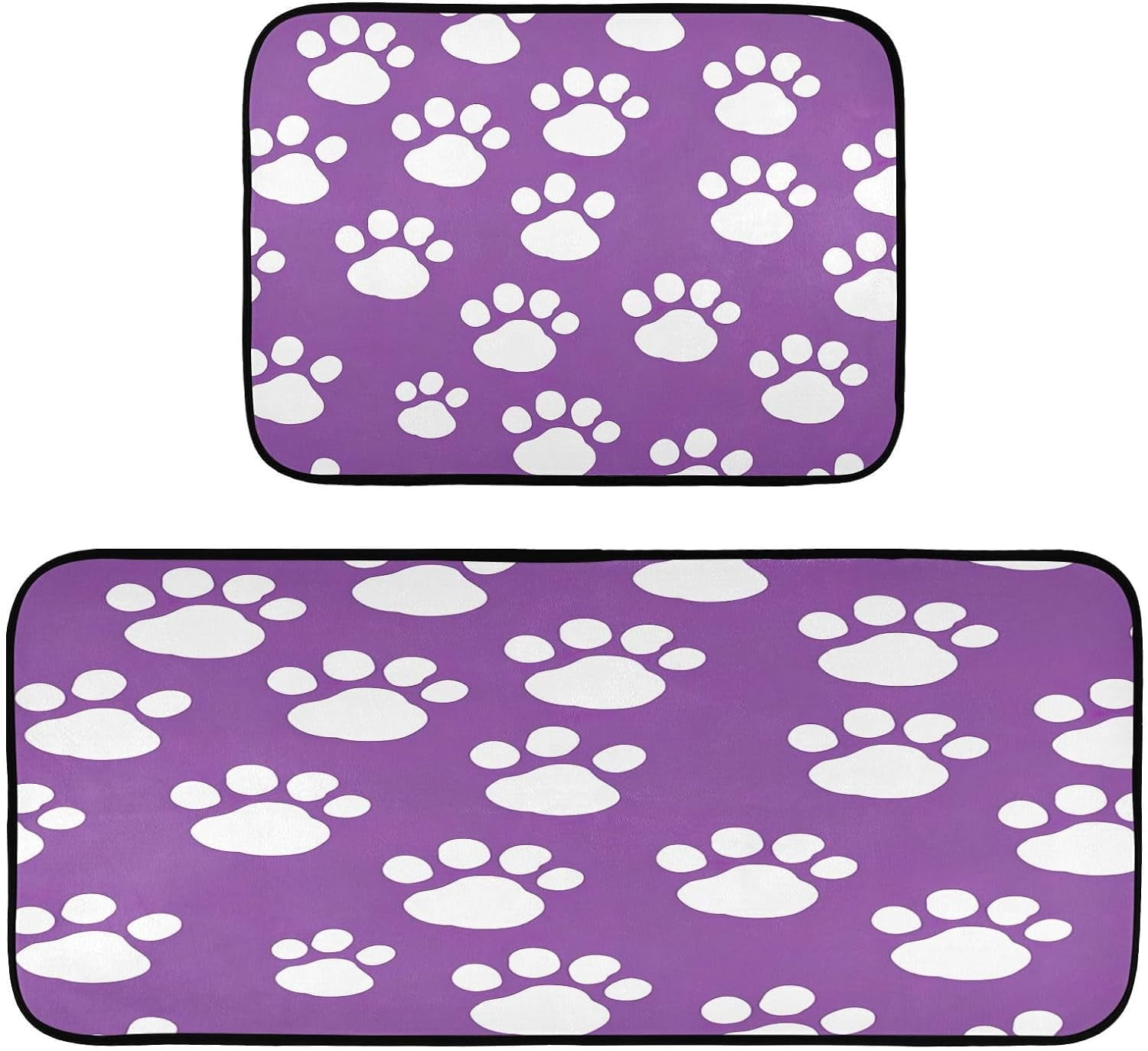 GZHJMY Cute Dog Paws Kitchen Rug Set of 2 Non Slip Washable Cushioned ...