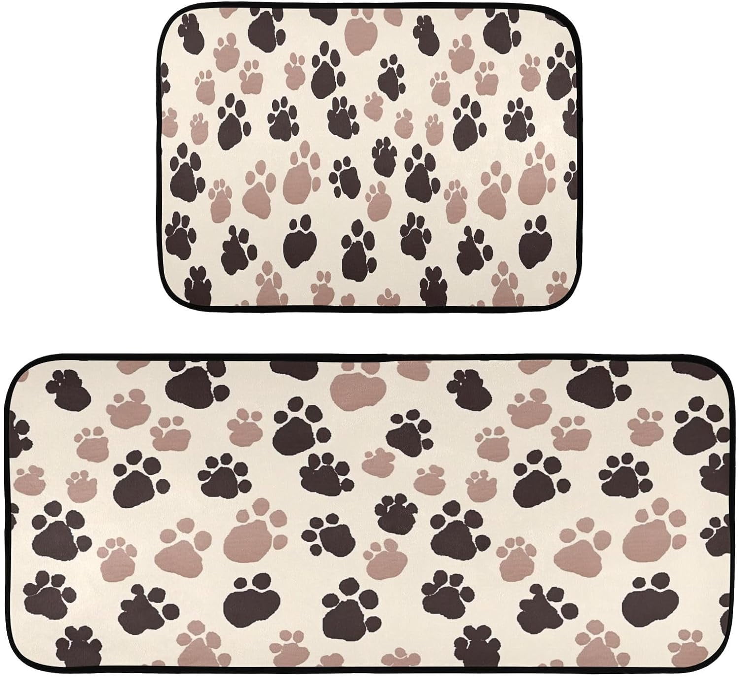 GZHJMY Cute Dog Paws Kitchen Rug Set of 2 Non Slip Washable Cushioned ...