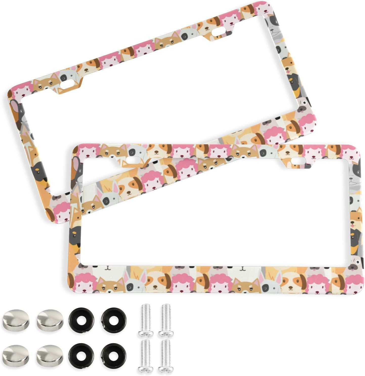 GZHJMY Cute Dog Print Animal Kawaii License Plate Frames for Women Men ...