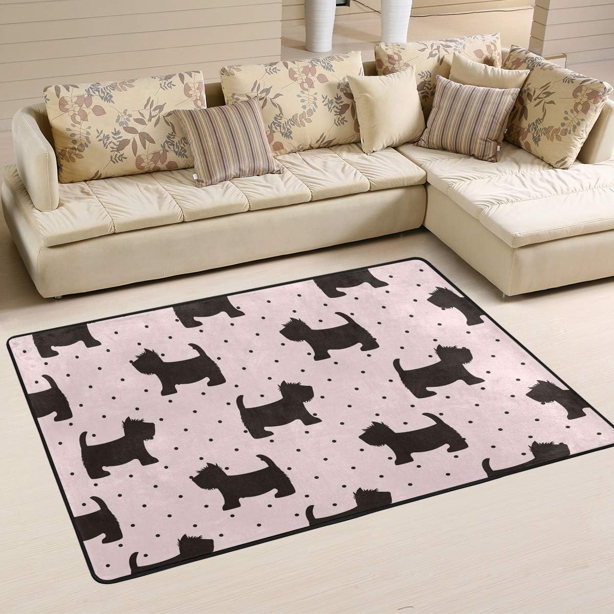 GZHJMY Cute Dogs Animal Pink Polka Dots Area Rug 2x3 Soft Rugs Indoor ...