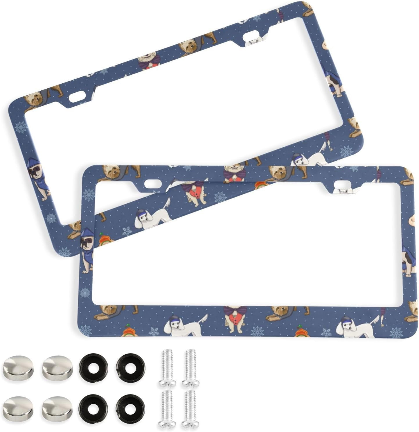 GZHJMY Cute Doodle Dog Print Animal License Plate Frames for Women Men ...
