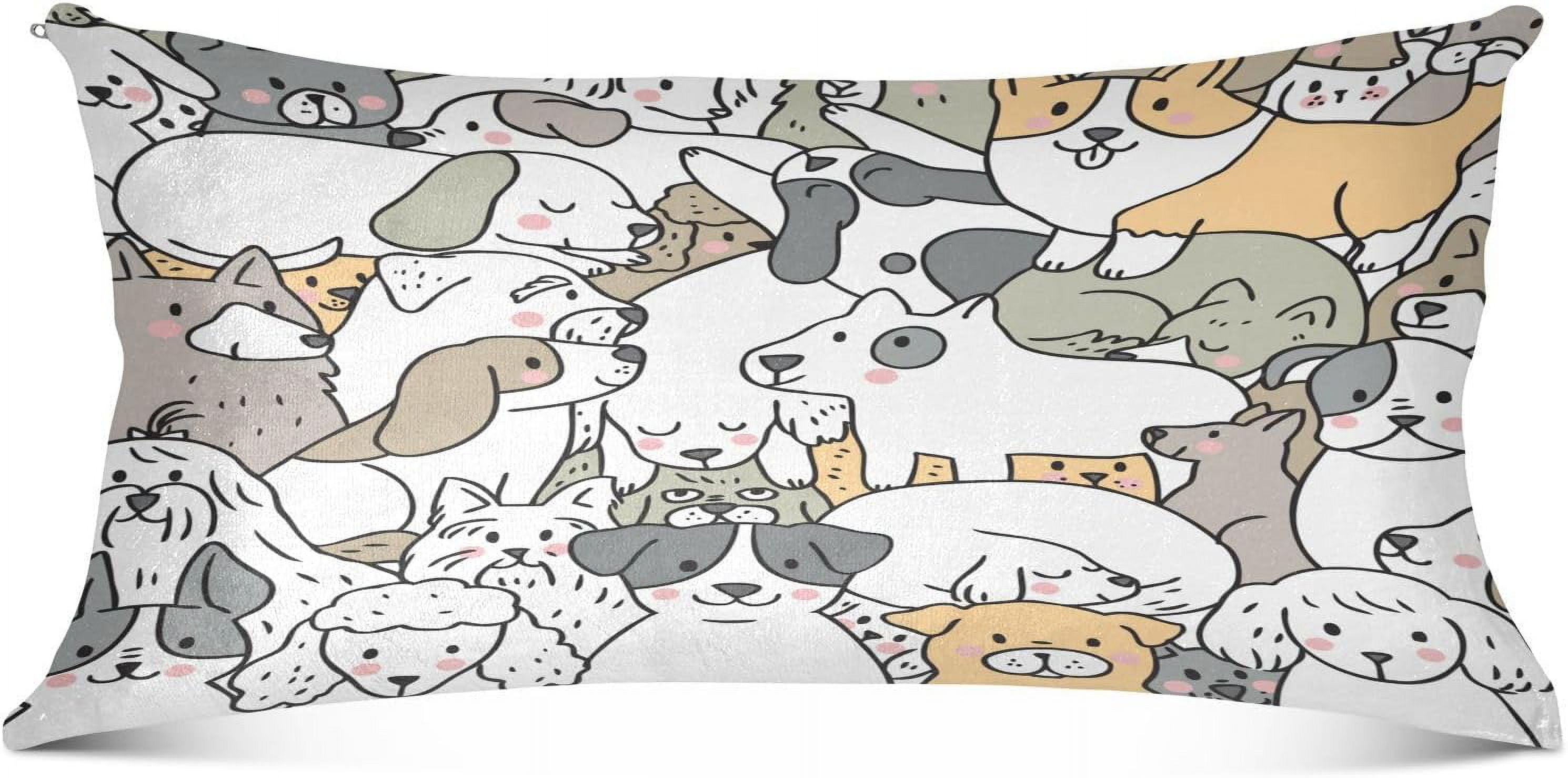 GZHJMY Cute Doodle Dogs Pillowcases, Soft and Cozy Decorative Pillow ...