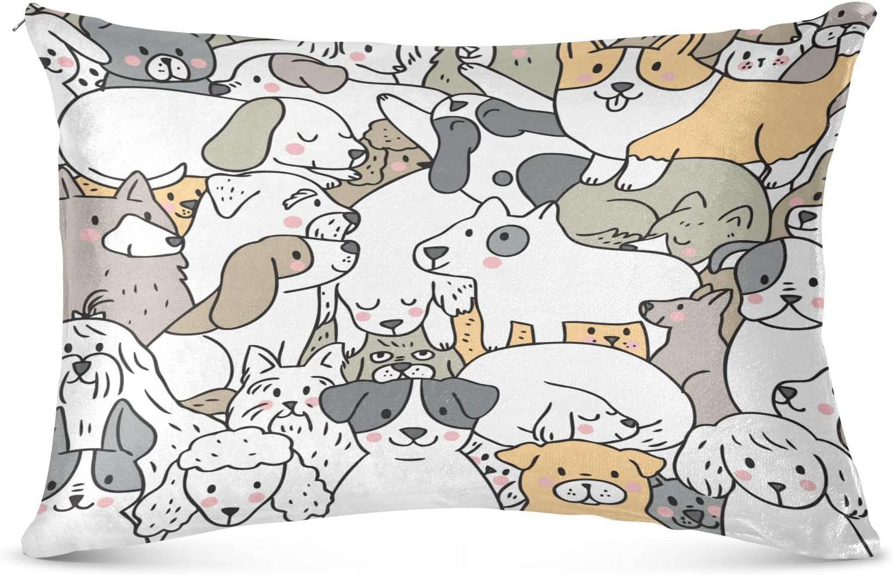 GZHJMY Cute Doodle Dogs Pillowcases, Soft and Cozy Decorative Pillow ...