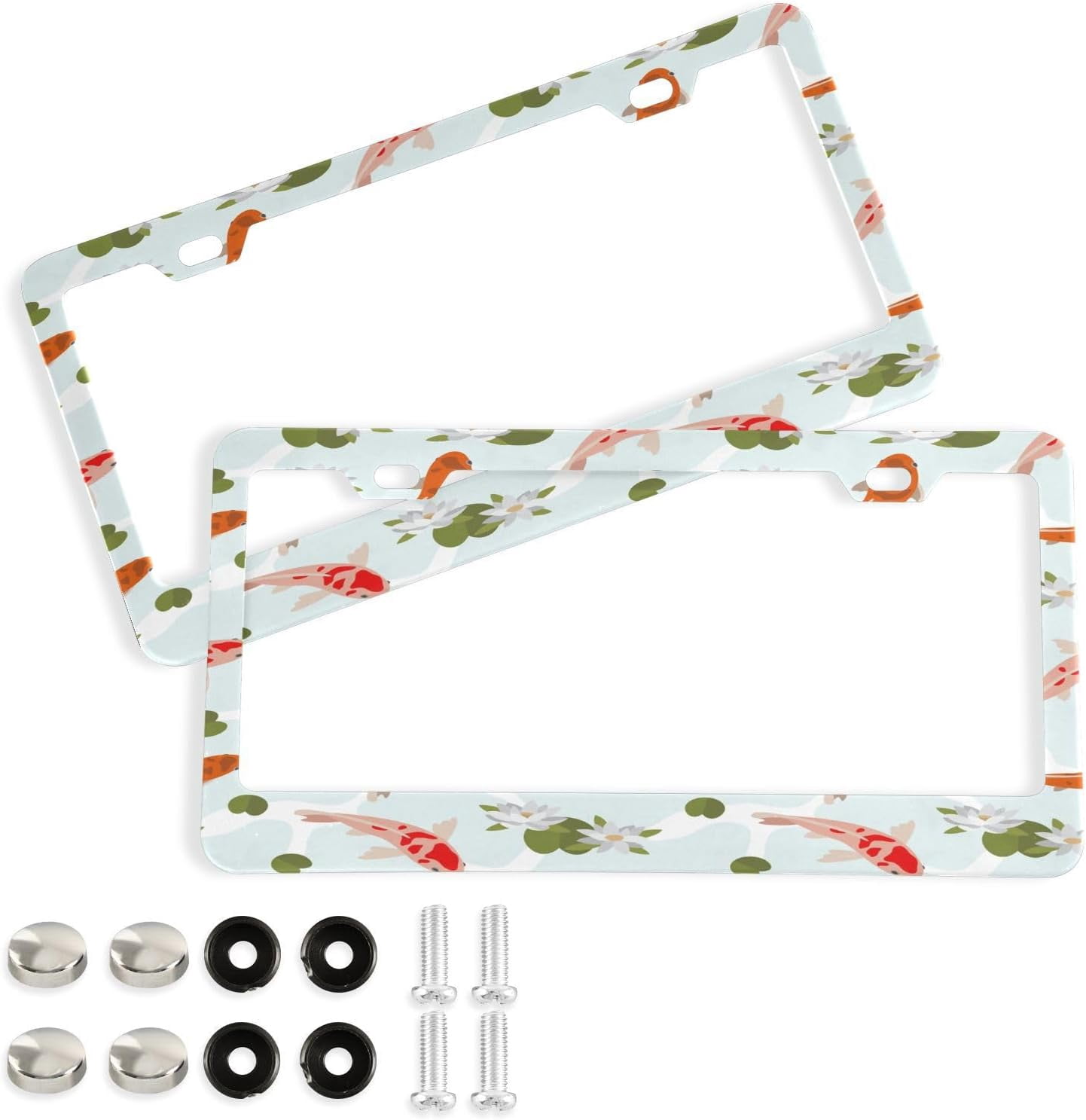 GZHJMY Cute Fish Flower License Plate Frames Set of 2, Universal ...