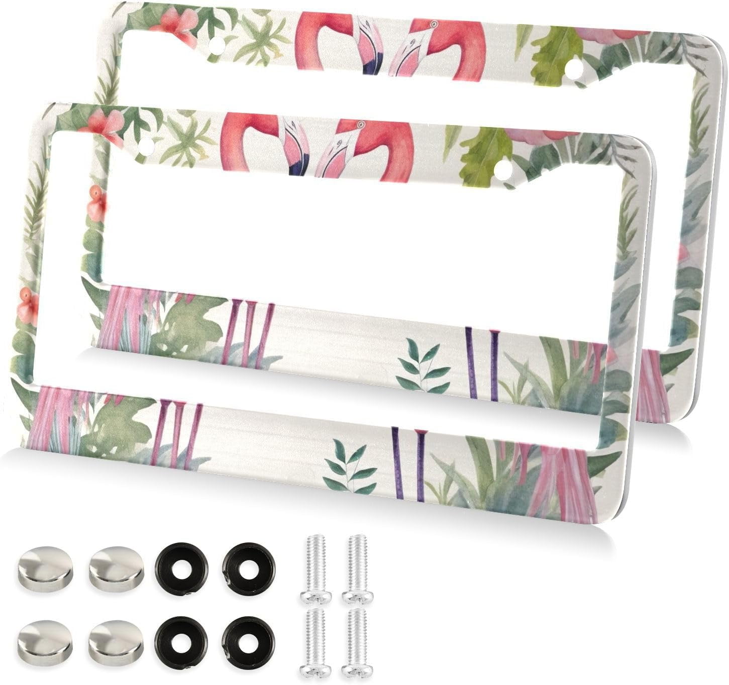 GZHJMY Cute Flamingos License Plate Frames 2 Pack Aluminum License ...