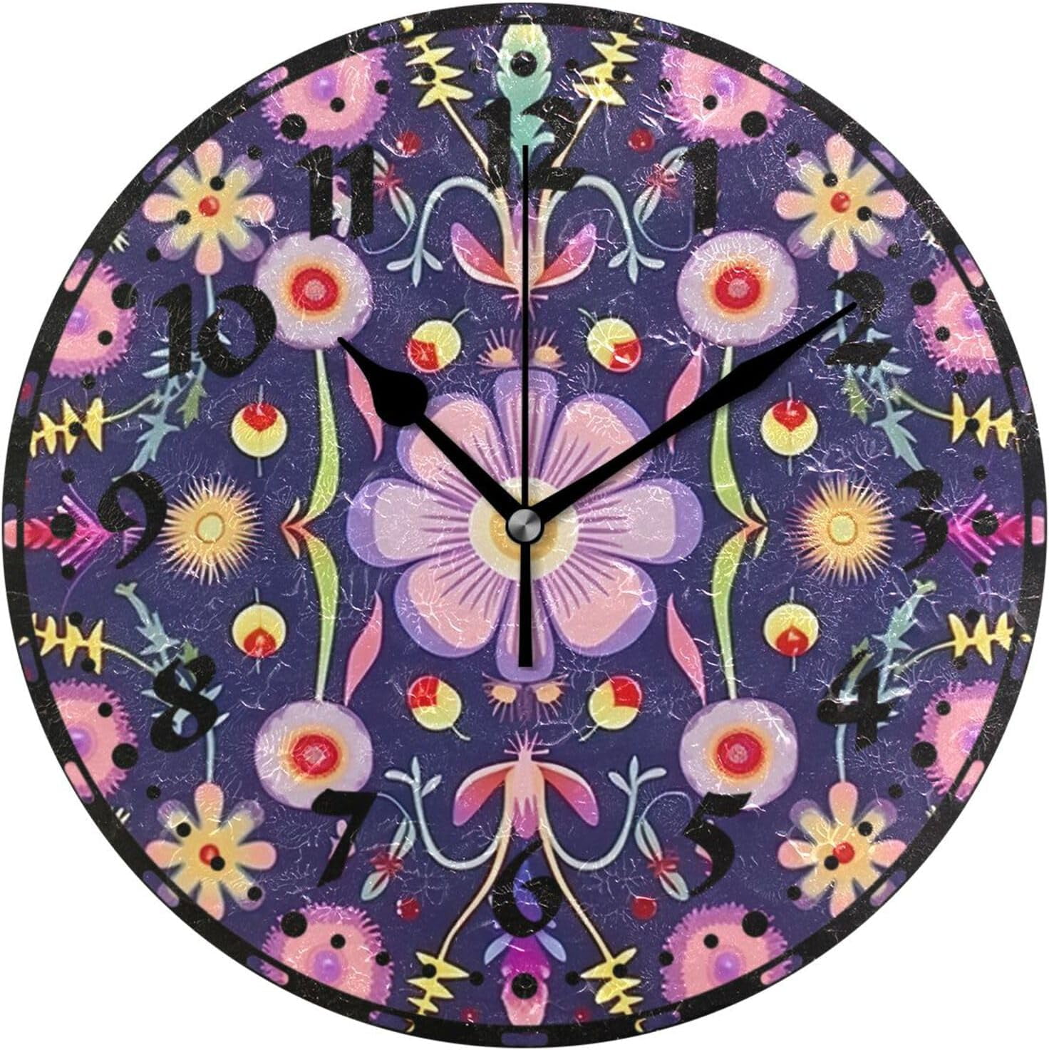GZHJMY Cute Flower Pattern Wall Clock, Silent Non Ticking 10 Inch ...