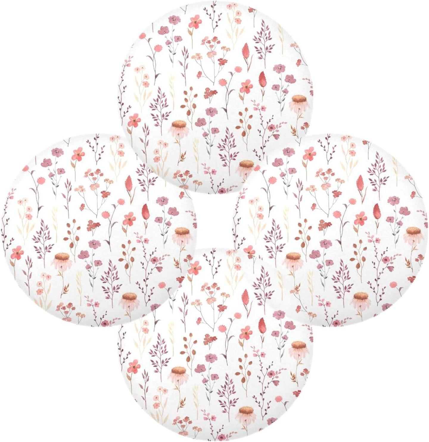 GZHJMY Cute Flowers Round Placemats, 4 Pack Table Mats for Kitchen ...