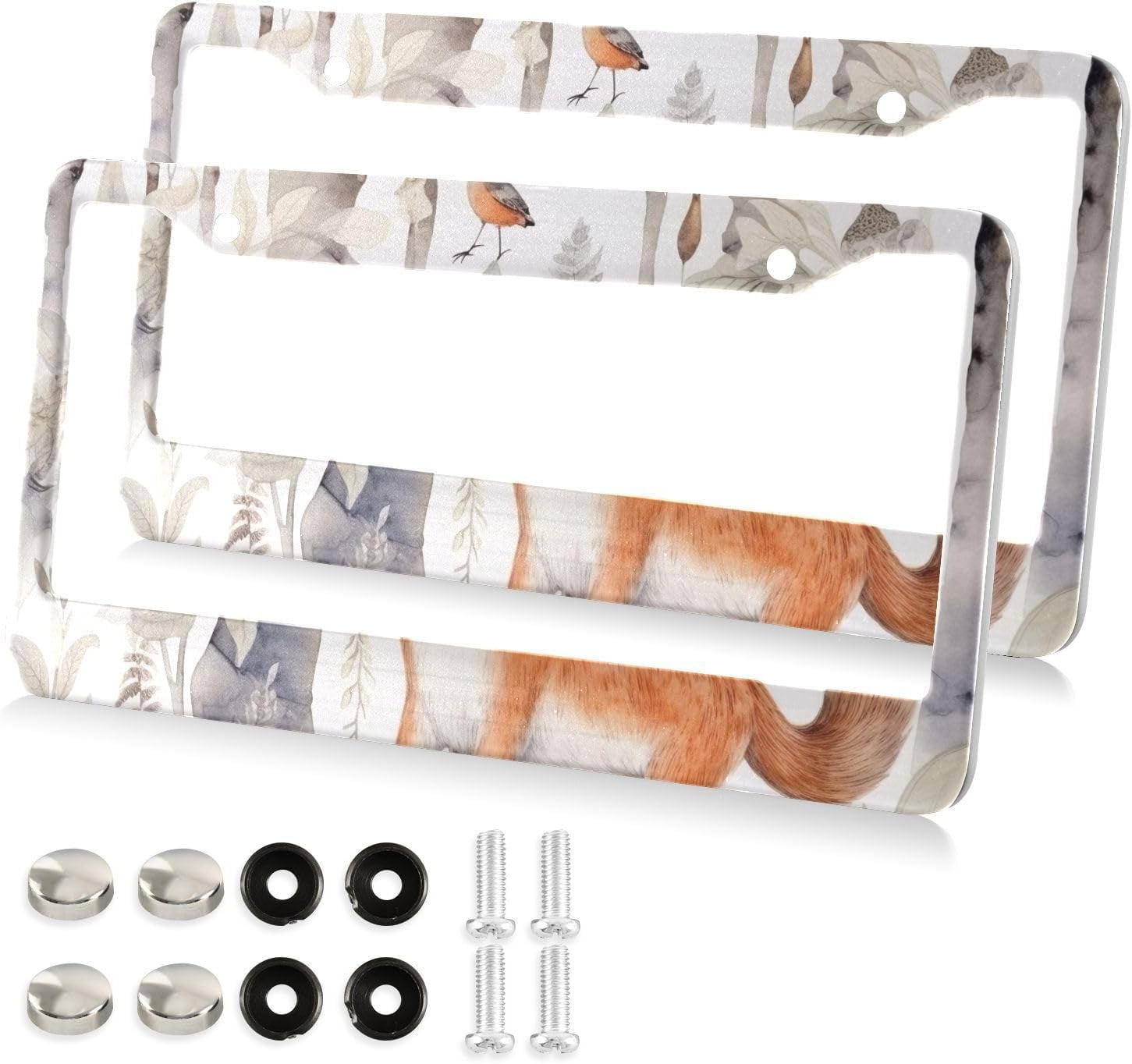 GZHJMY Cute Forest Fox License Plate Frames 2 Pack Aluminum License ...