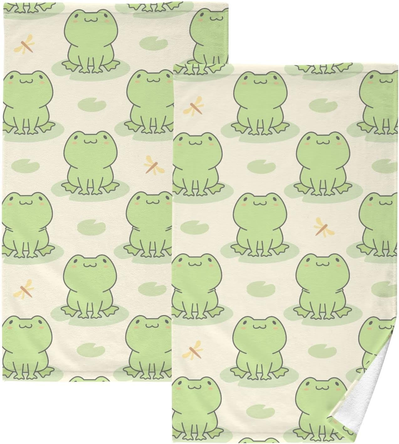 GZHJMY Cute Frog Dragonfly Hand Towel Cotton Soft Absorbent Bath Hand ...