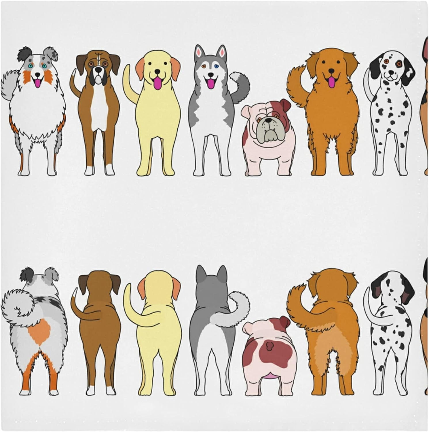 GZHJMY Cute Front Back Dogs Cloth Napkins, Set of 1 20 x 20 Inch Soft ...