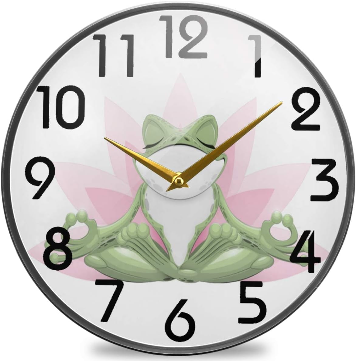 GZHJMY Cute Funny Frog Doing Yoga Print Round Wall Clock, 9.5 Inch ...