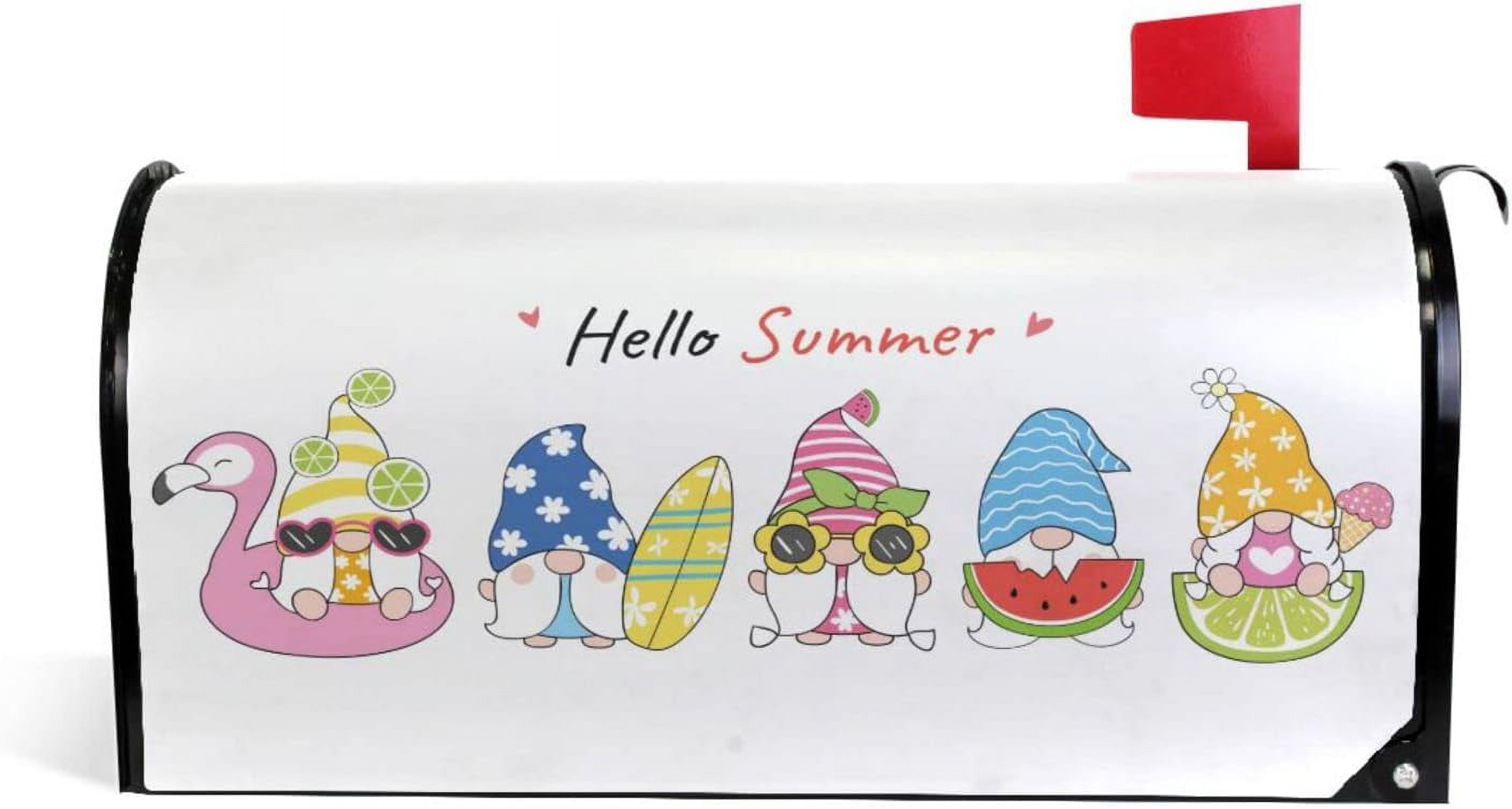 GZHJMY Cute Funny Gnome Beach Magnetic Mailbox Cover Large Size Mailbox ...
