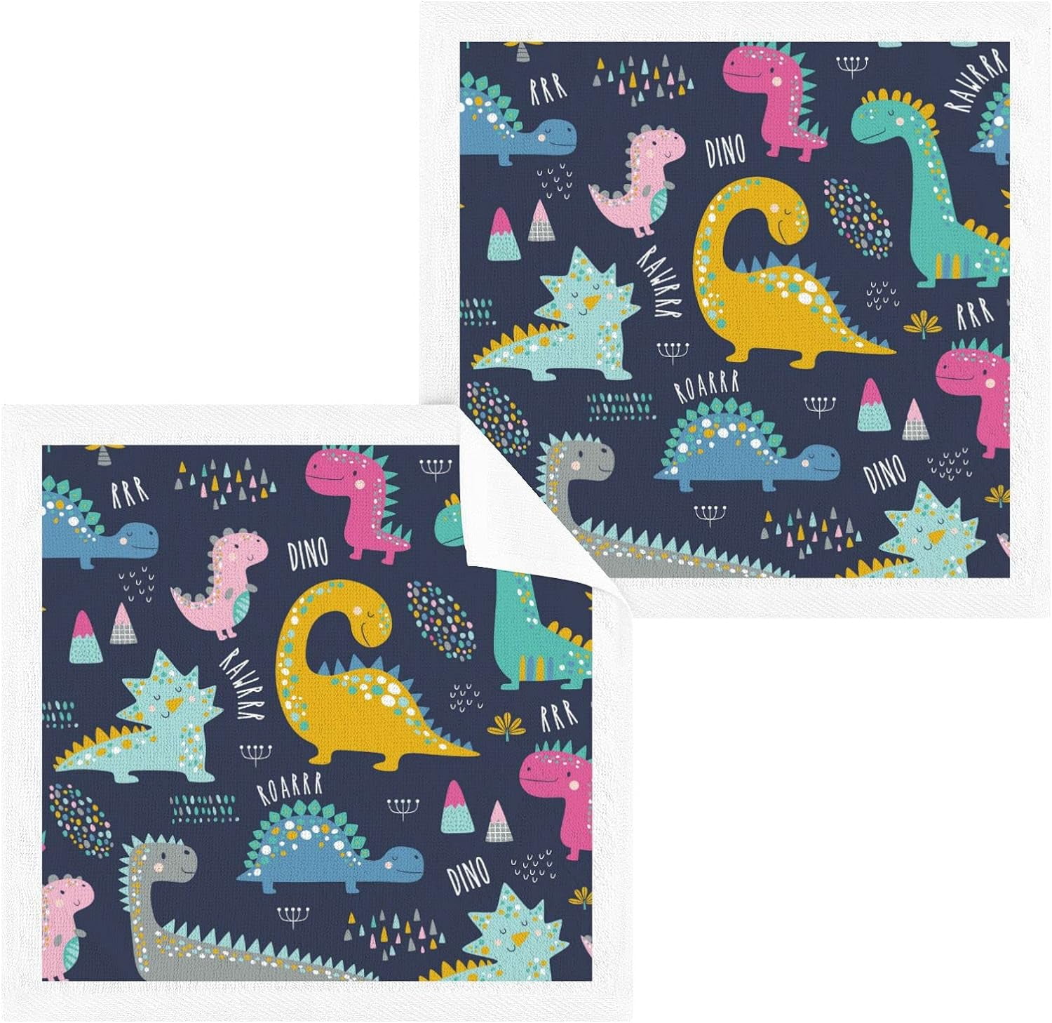 GZHJMY Cute Funny Kids Dinosaurs Towel Pure Cotton Wash Cloth Set ...
