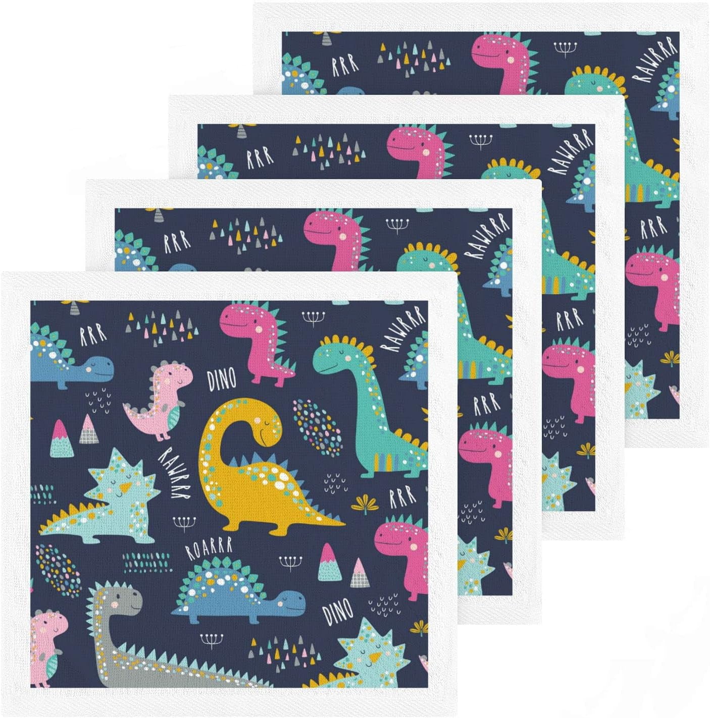 GZHJMY Cute Funny Kids Dinosaurs Towel Pure Cotton Wash Cloth Set ...