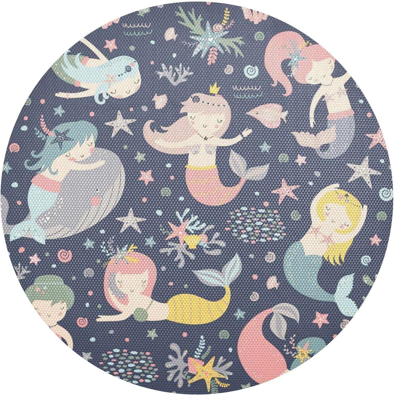 GZHJMY Cute Girls Mermaid Round Placemats for Dining Table Set of 6 ...