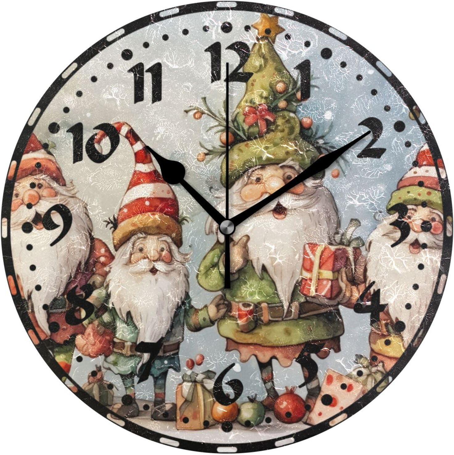 GZHJMY Cute Gnomes Christmas Wall Clock, Silent Non Ticking 10 Inch ...