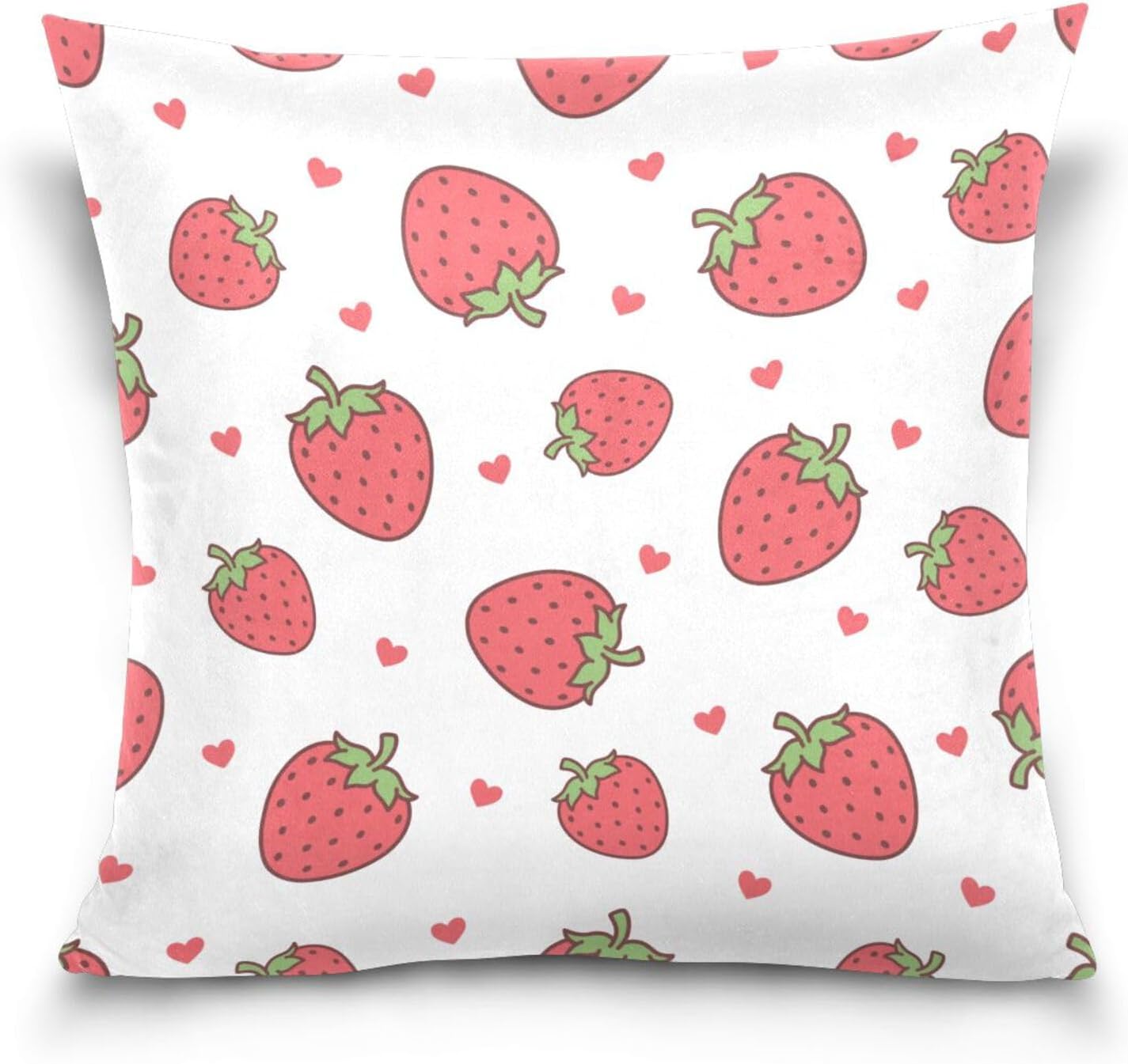 GZHJMY Cute Heart Red Strawberry Pillow Cover 16 x 16 Inch, Soft ...