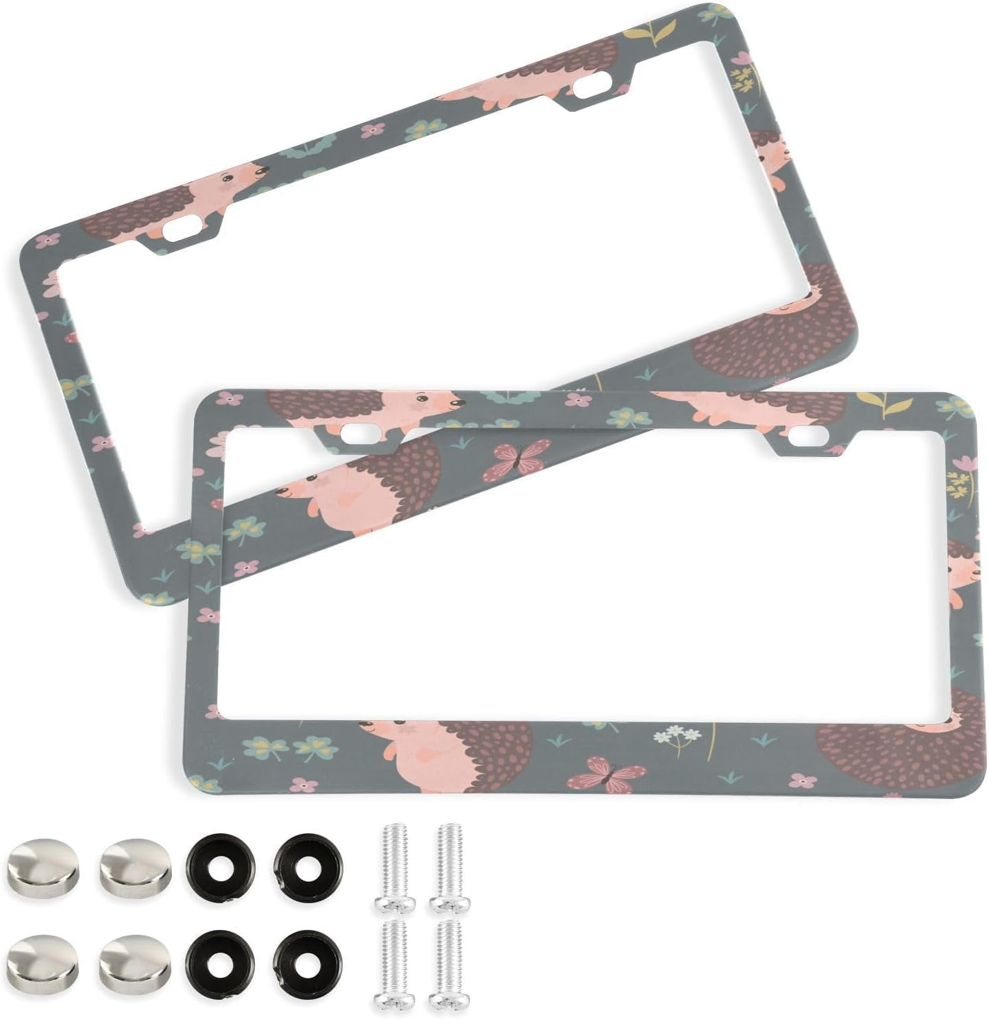 GZHJMY Cute Hedgehog License Plate Frames Set of 2, Universal Aluminum ...