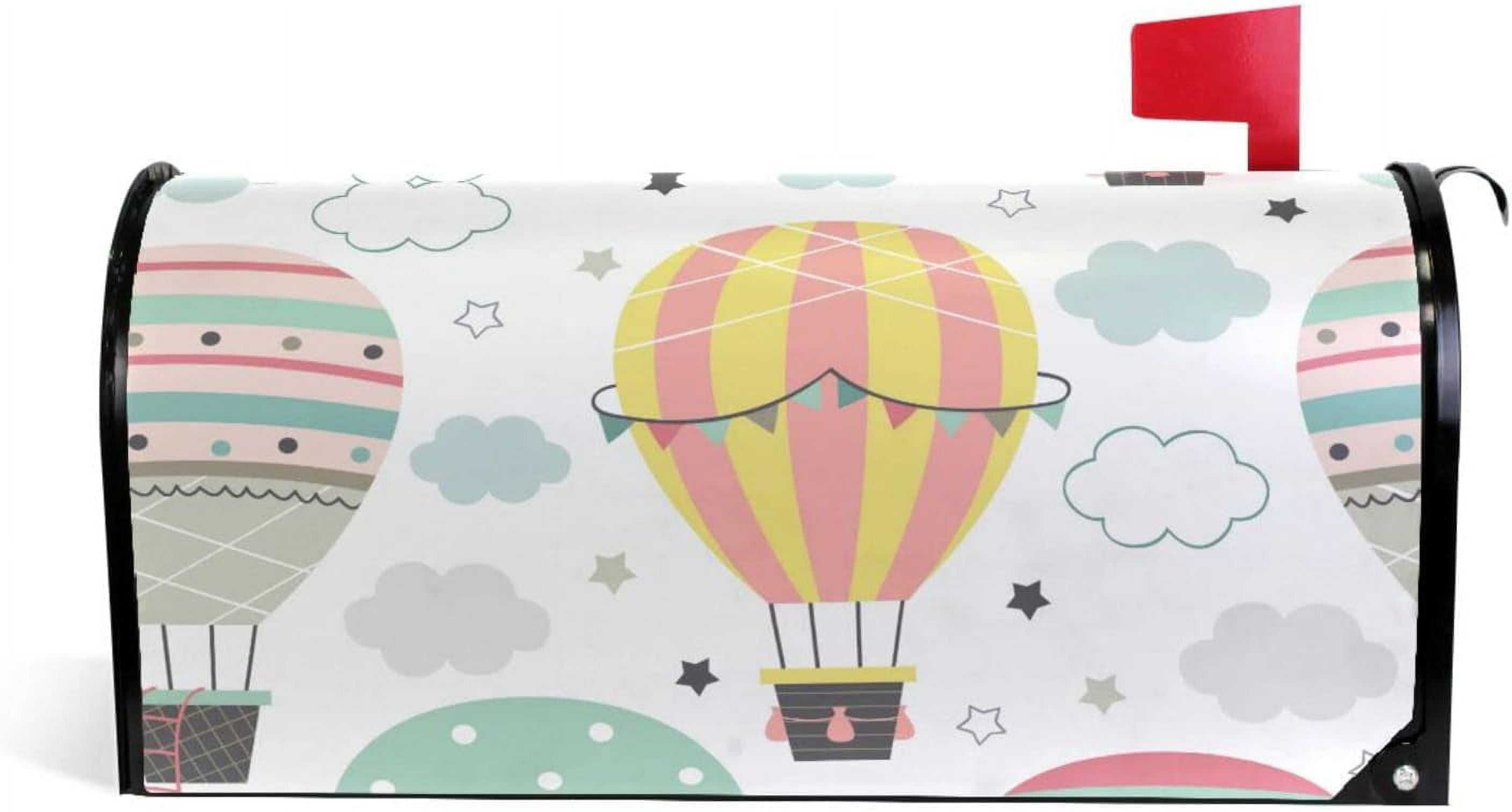 GZHJMY Cute Hot Air Balloon Flying Clouds Magnetic Mailbox Cover Large ...