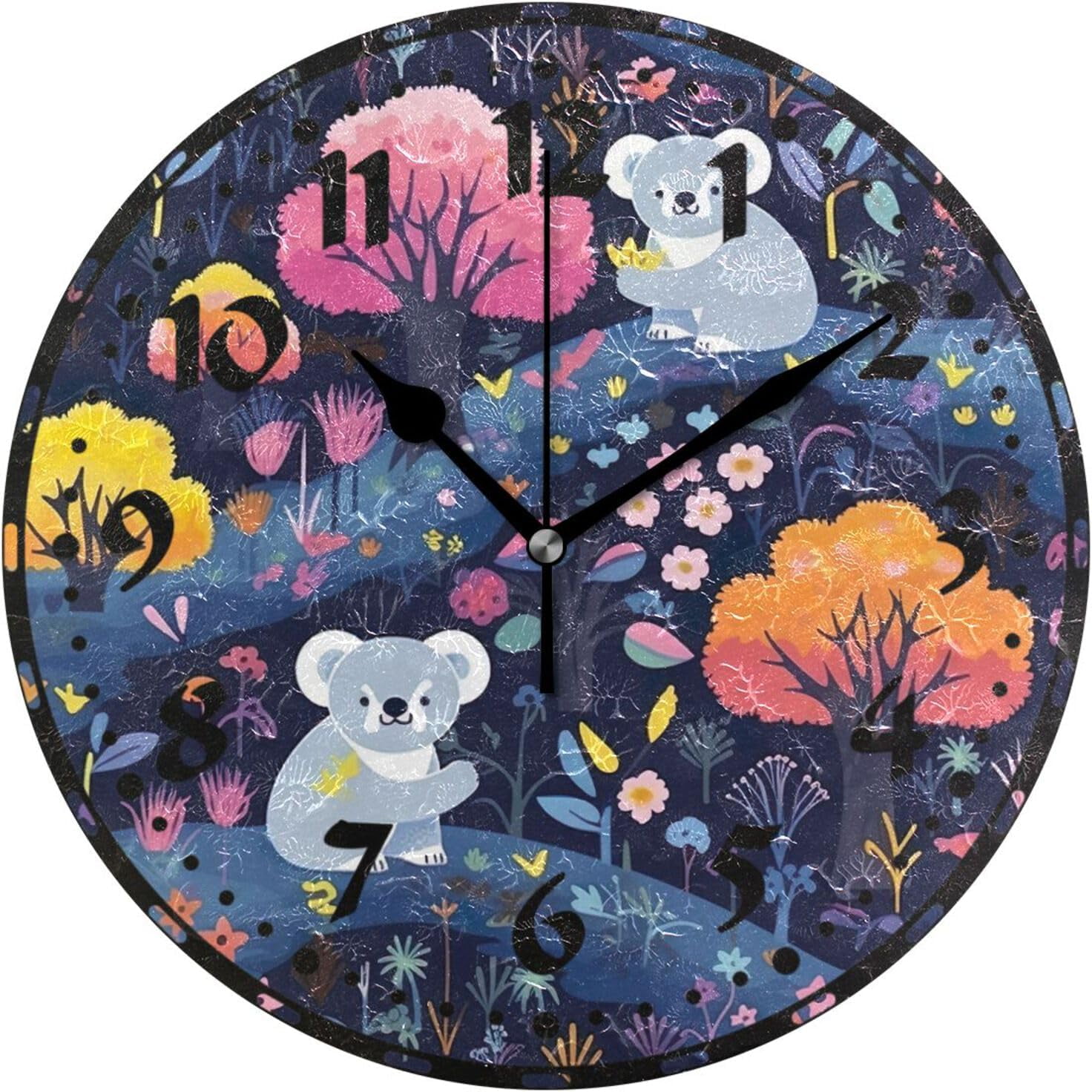 GZHJMY Cute Koala Pattern Wall Clock, PVC Silent Non Ticking 10 Inch ...