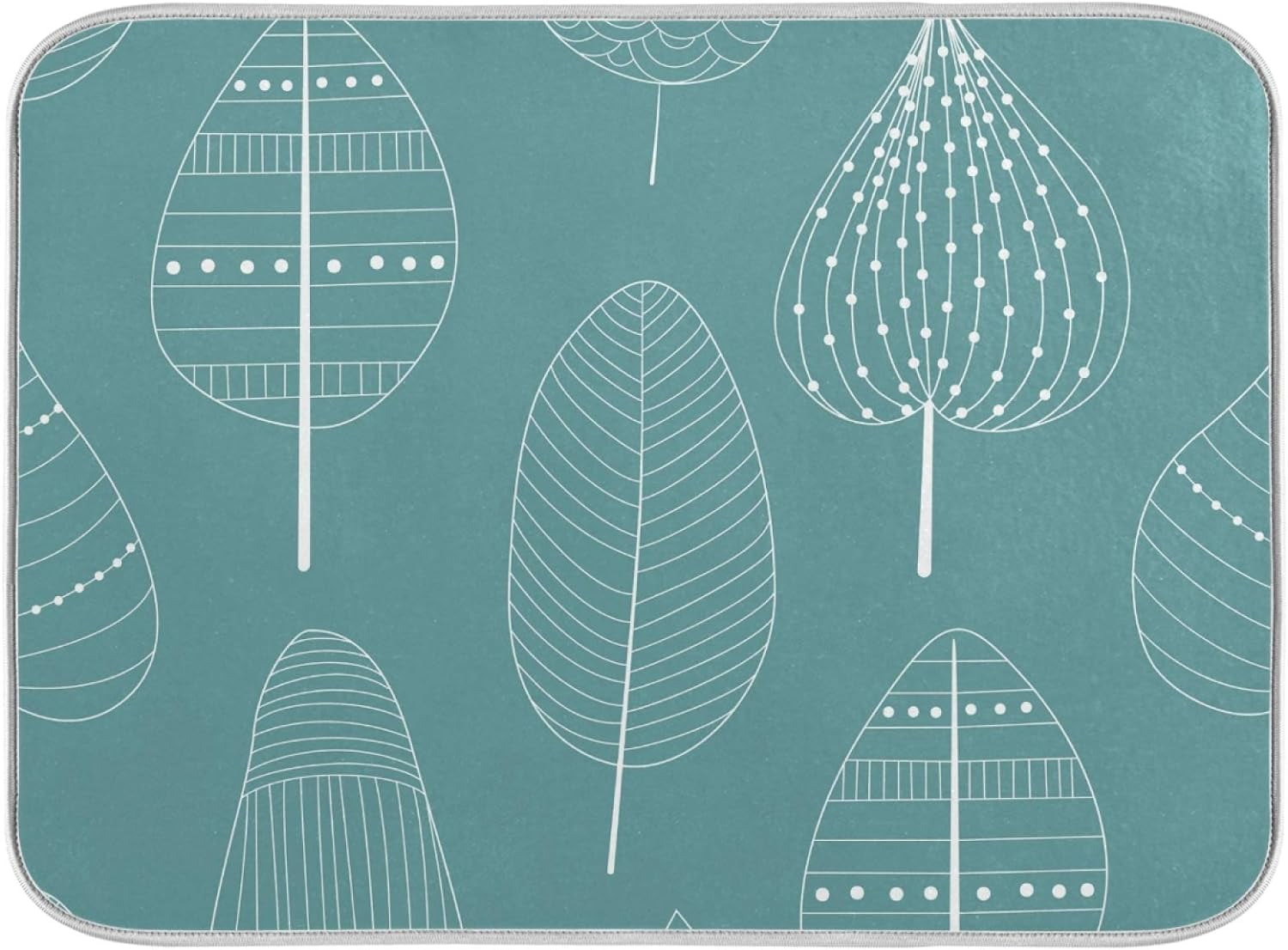 GZHJMY Cute Leaves Blue Dish Drying Mat Countertop Protector Kitchen ...