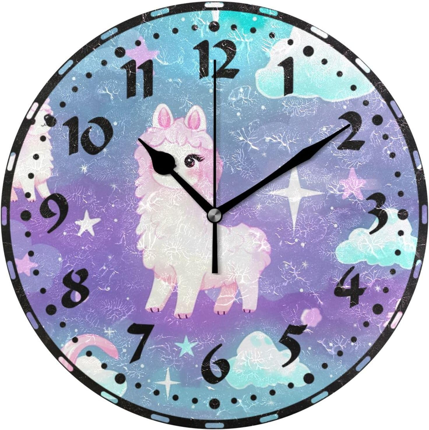 GZHJMY Cute Llama Wall Clock, Silent Non Ticking 10 Inch Battery ...