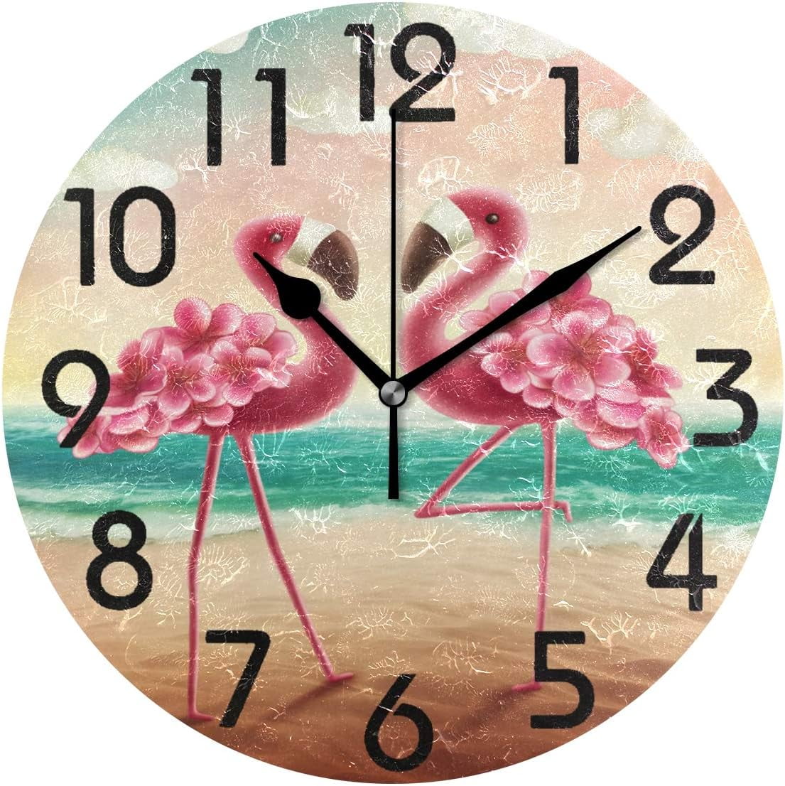 GZHJMY Cute Lover Flamingo in Tropical Summer Beach Print Round Wall ...