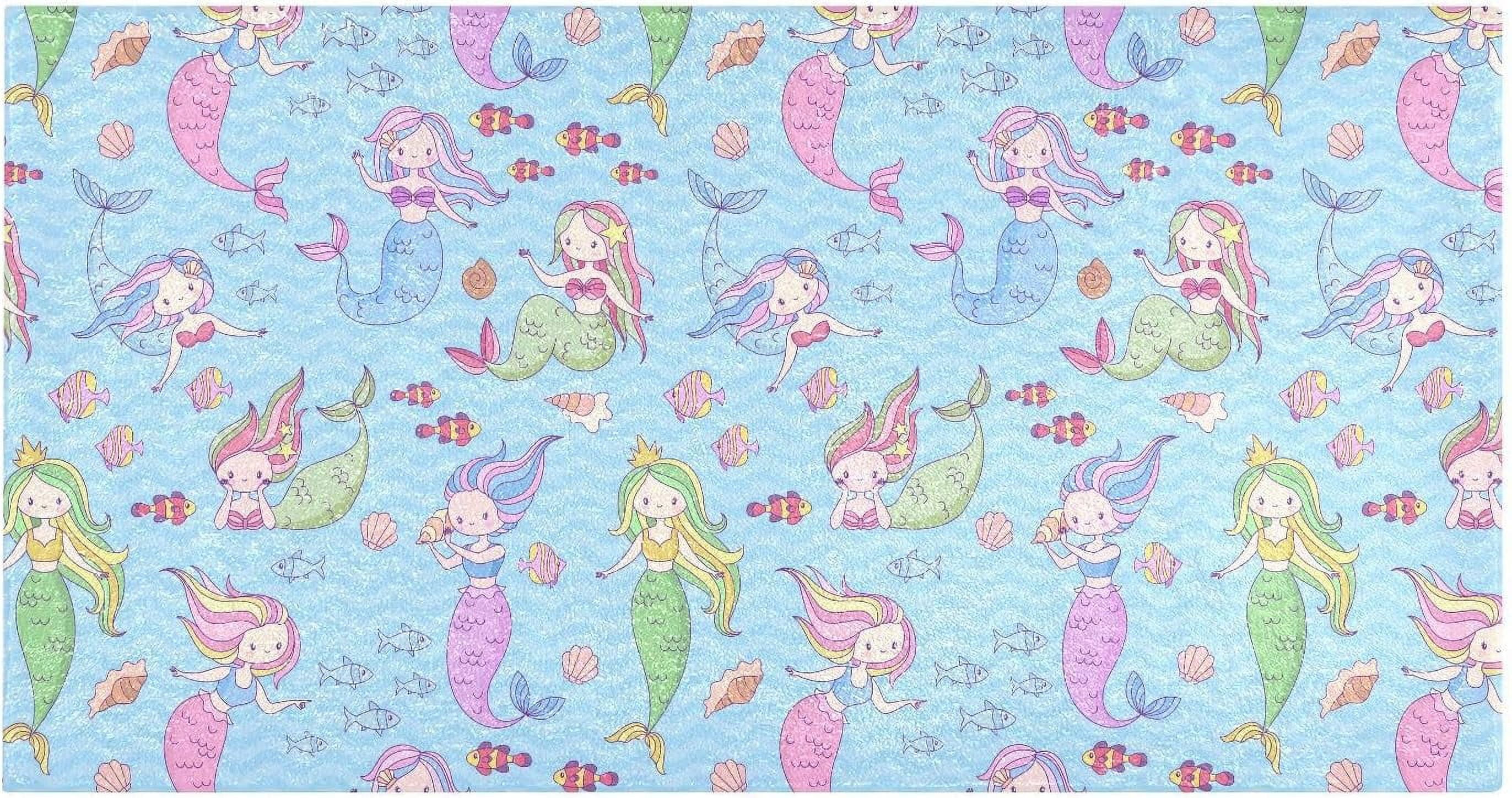 GZHJMY Cute Mermaid Girl Bathroom Rugs Floor Mats Non-Slip Soft ...
