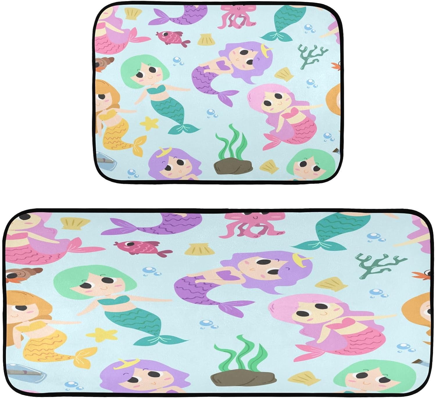 GZHJMY Cute Mermaid Kitchen Mat - Cushioned Anti Fatigue Kitchen Rug ...