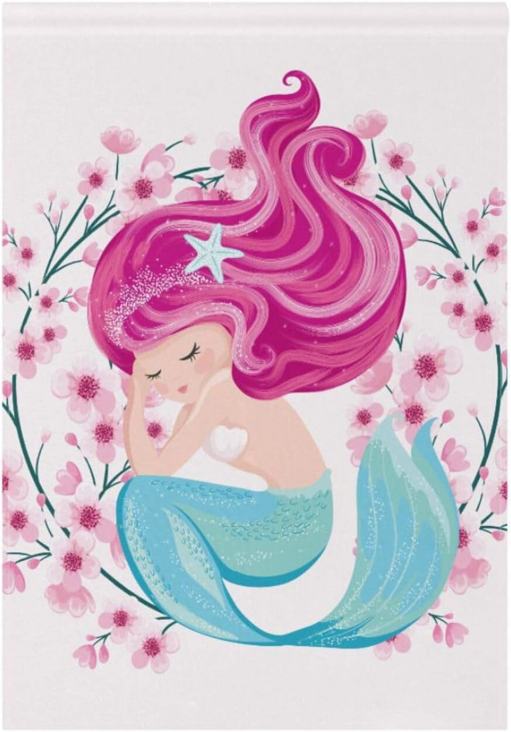 GZHJMY Cute Mermaid Spring Flowers Garden Flag 12 x 18 Inch Vertical ...