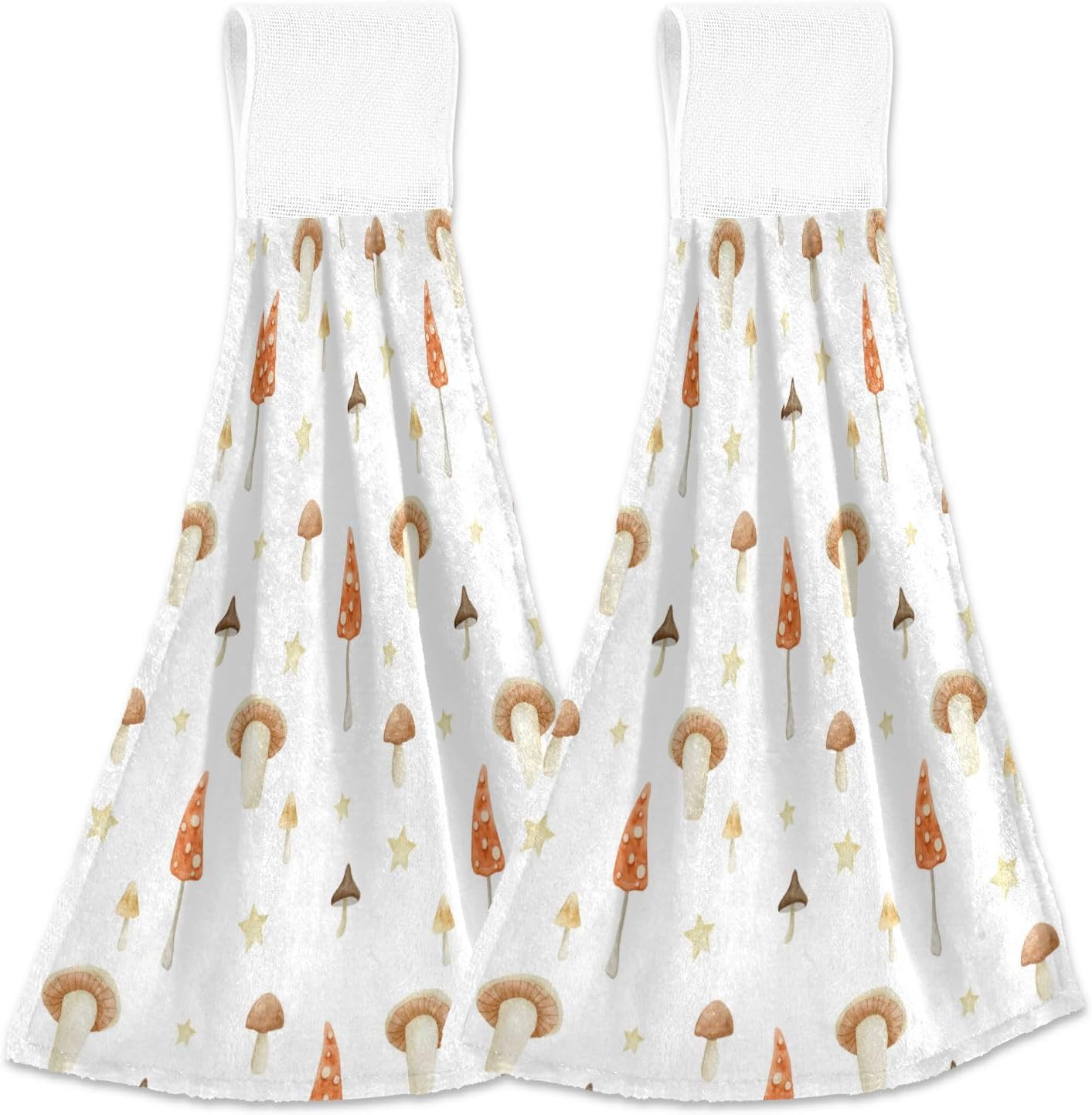 GZHJMY Cute Mushroom Hanging Tie Towels Set of 2, Soft Absorbent ...