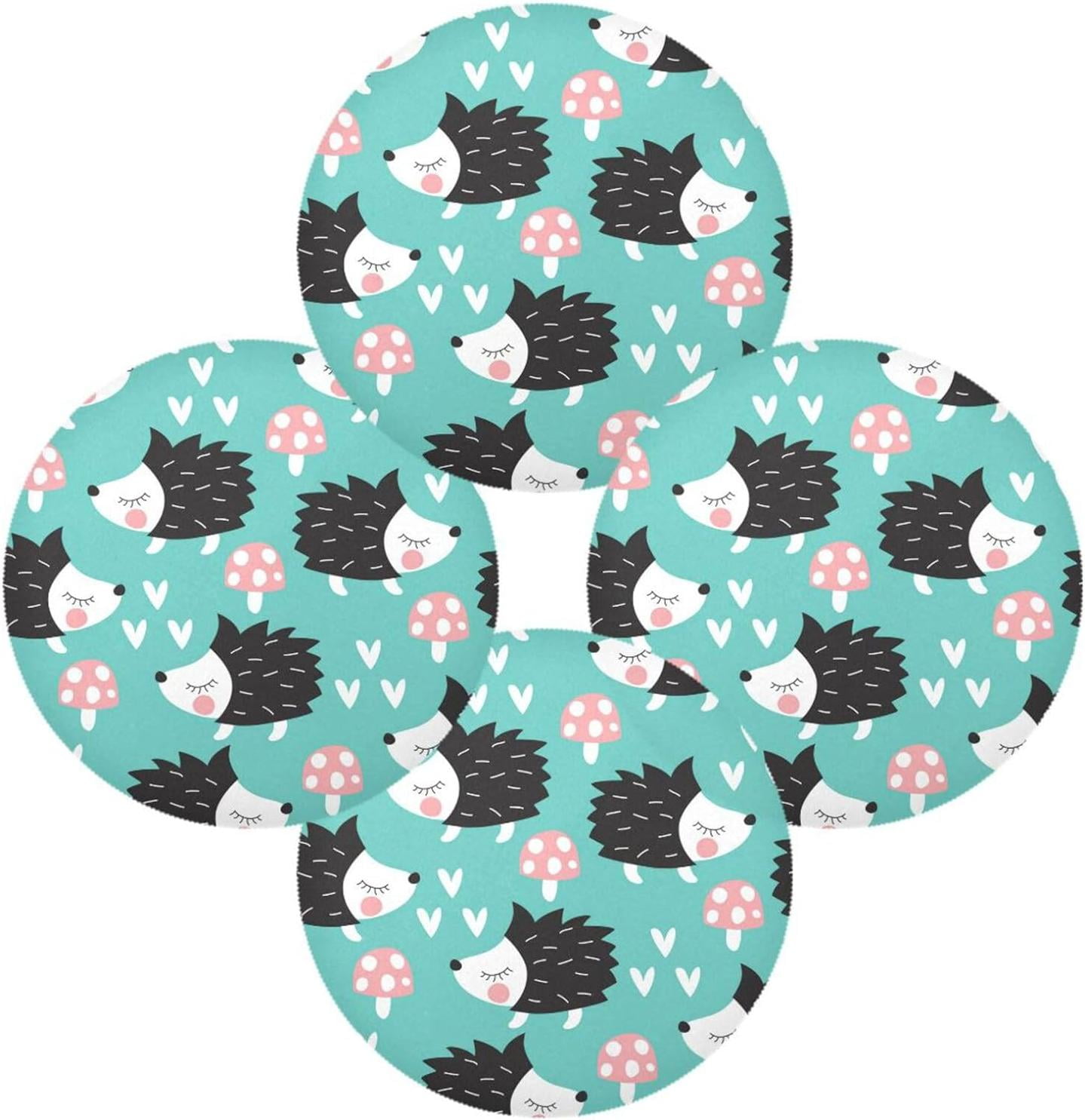 GZHJMY Cute Mushroom Hedgehog Round Placemats, 4 Pack Table Mats for ...