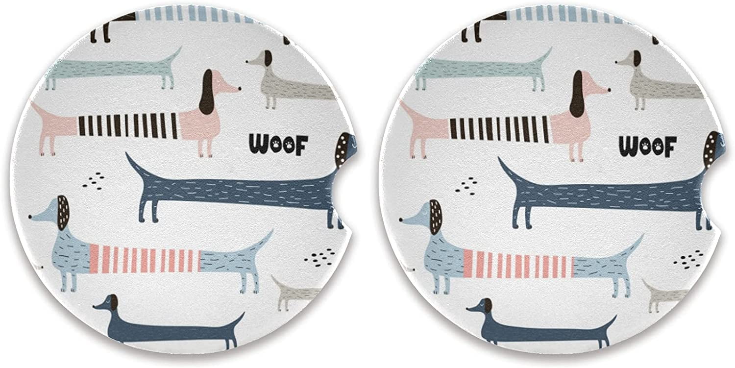 GZHJMY Cute Navy Blue Dachshund Car Coasters-2 Pack, Absorbent Ceramic ...