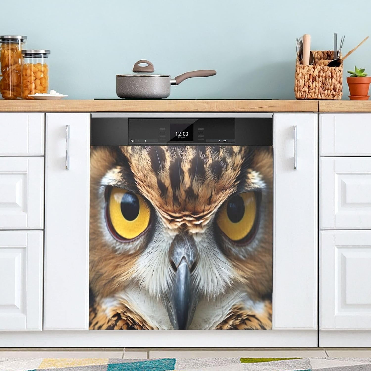 GZHJMY Cute Owl Dishwasher Magnet Cover Dishwasher Front Door Cover ...