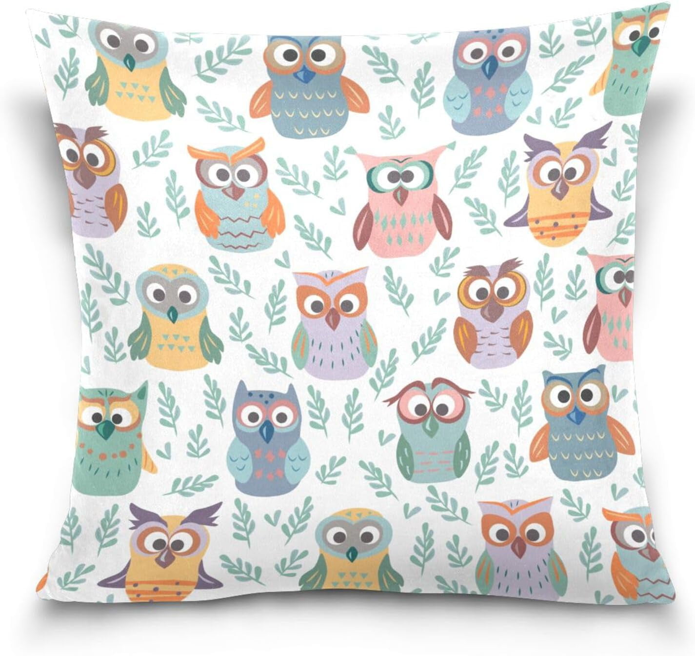 GZHJMY Cute Owls Pillow Cover 16 x 16 Inch, Soft Decorative Cushion Case Square Throw Pillow ...