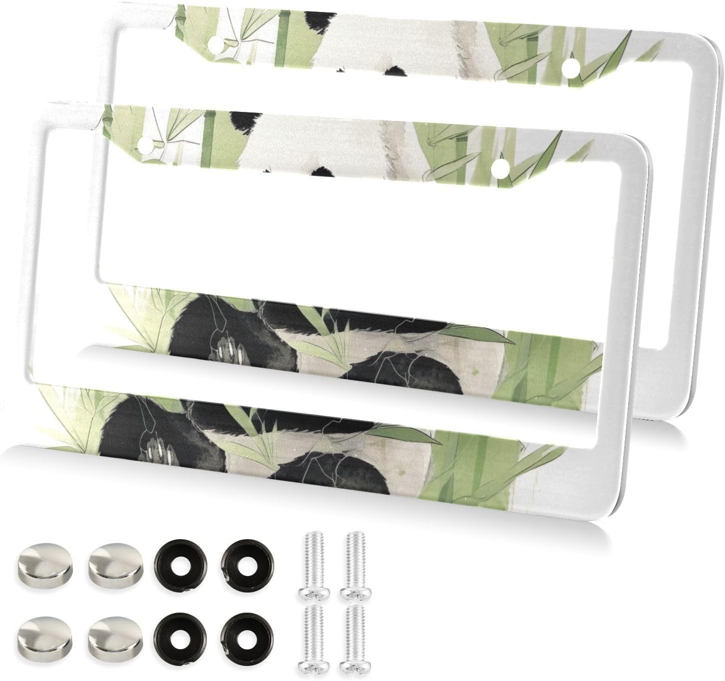 GZHJMY Cute Panda License Plate Frames 2 Pack Aluminum License Plate ...