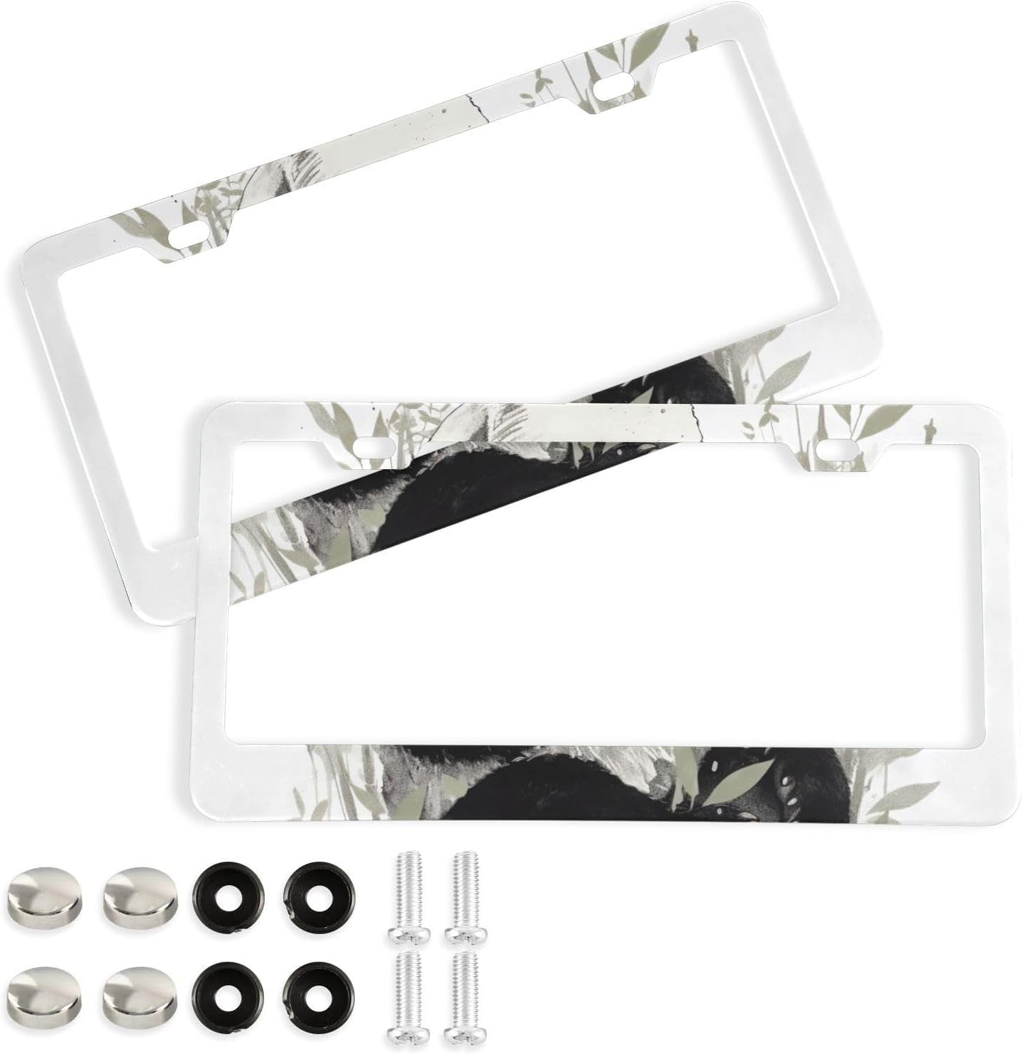 GZHJMY Cute Panda License Plate Frames 2 Pack Aluminum License Plate ...