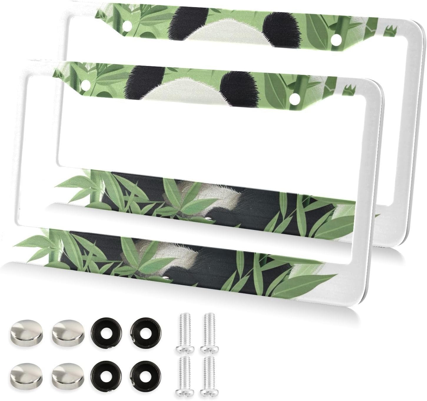 GZHJMY Cute Panda License Plate Frames 2 Pack Aluminum License Plate ...