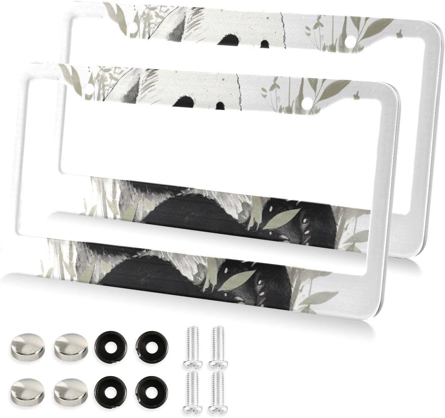 GZHJMY Cute Panda License Plate Frames 2 Pack Aluminum License Plate ...