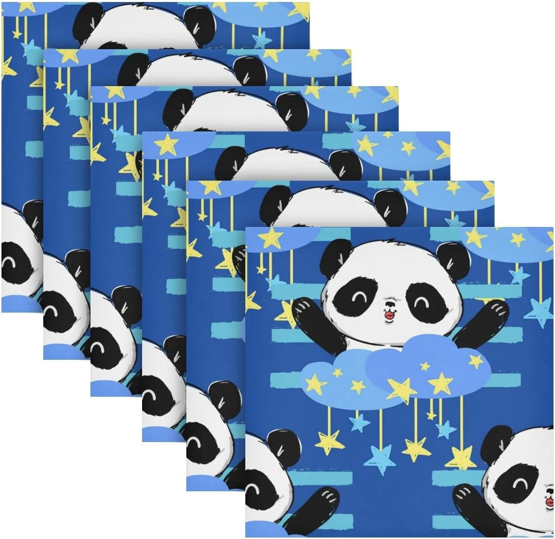 GZHJMY Cute Panda Stars Cloth Napkins Washable Reusable Polyester ...