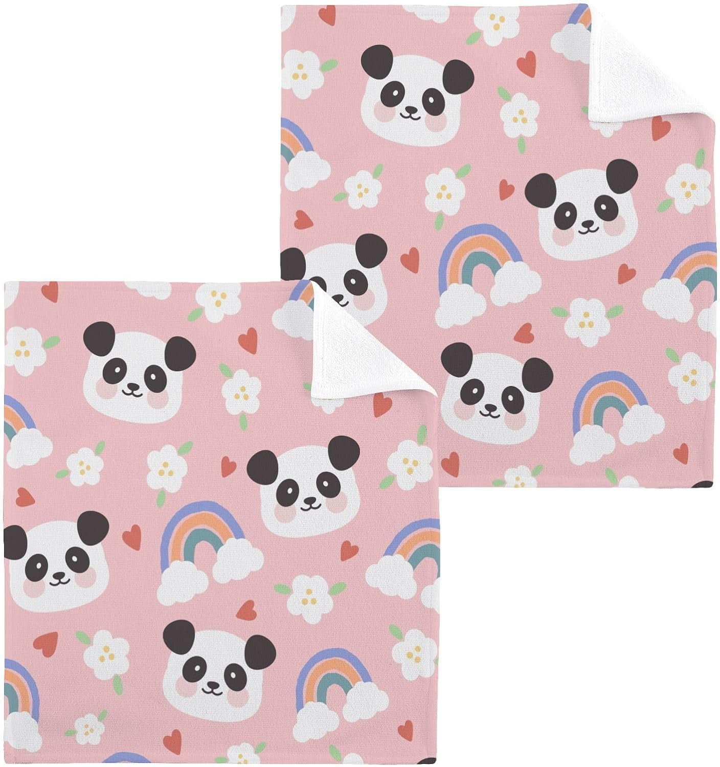 GZHJMY Cute Panda Wash Cloth Set of 4, 12 x 12 Inch Cotton Baby ...