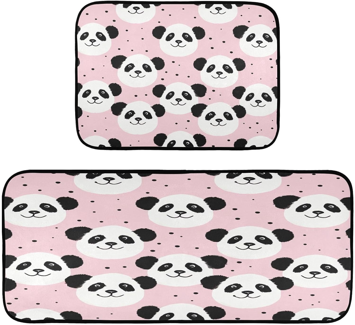 GZHJMY Cute Pandas Kitchen Rug Set of 2 Non Slip Washable Cushioned ...