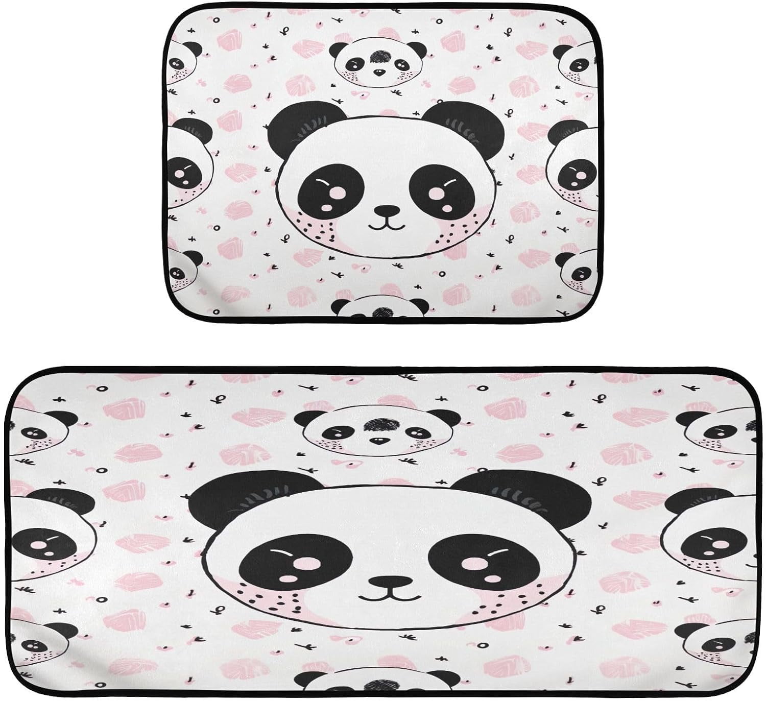 GZHJMY Cute Pandas Kitchen Rug Set of 2 Non Slip Washable Cushioned ...