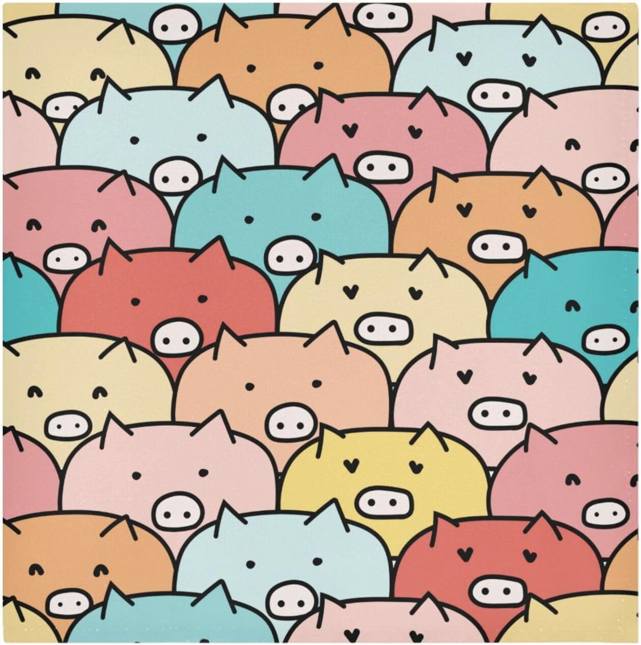 GZHJMY Cute Pig Cloth Napkins Set of 1, Reusable Washable Oversized ...