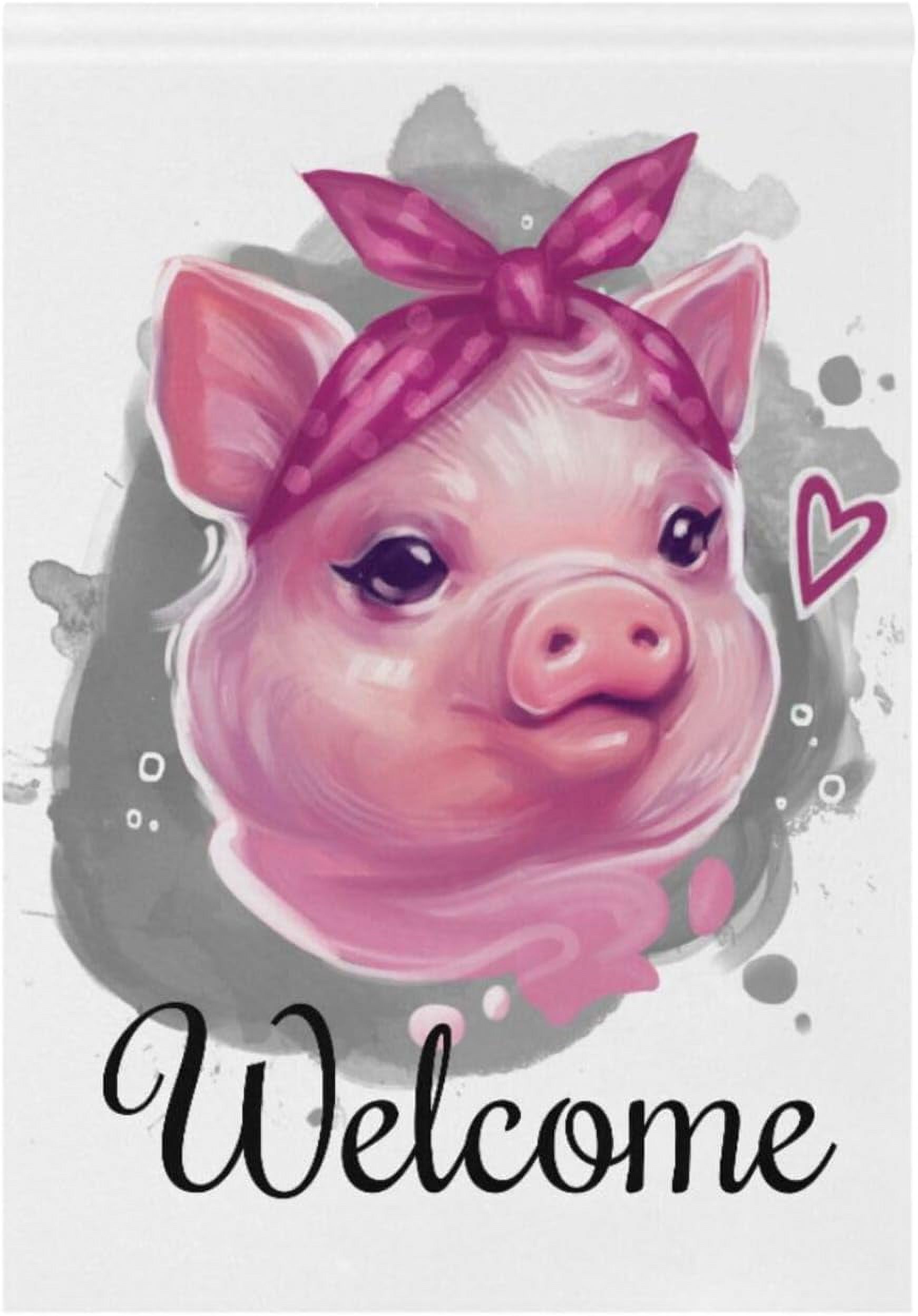 GZHJMY Cute Pig Garden Flag 28 x 40 Inch Vertical Double Sided Welcome ...